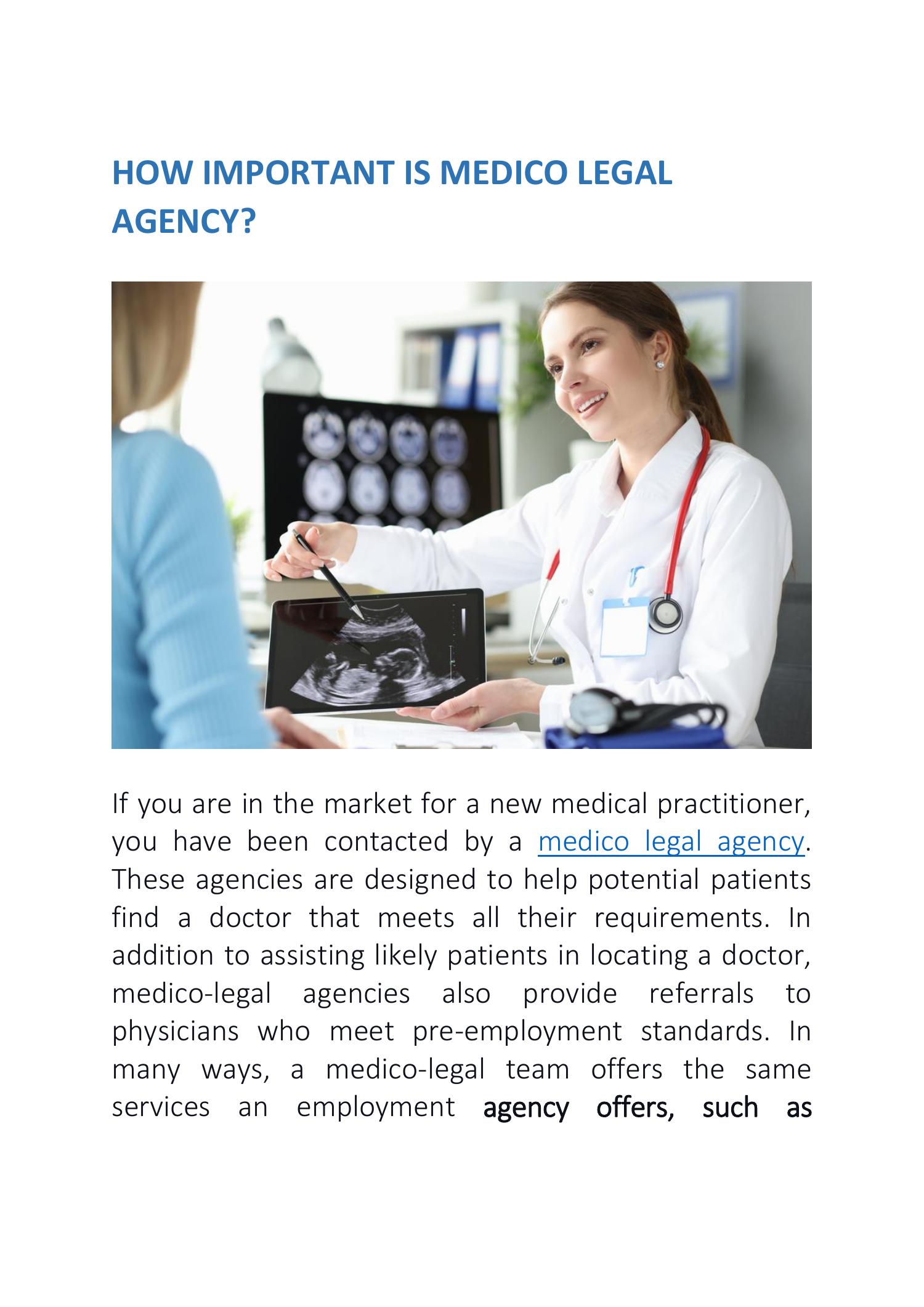 HOW IMPORTANT IS MEDICO LEGAL AGENCY.pdf | DocDroid