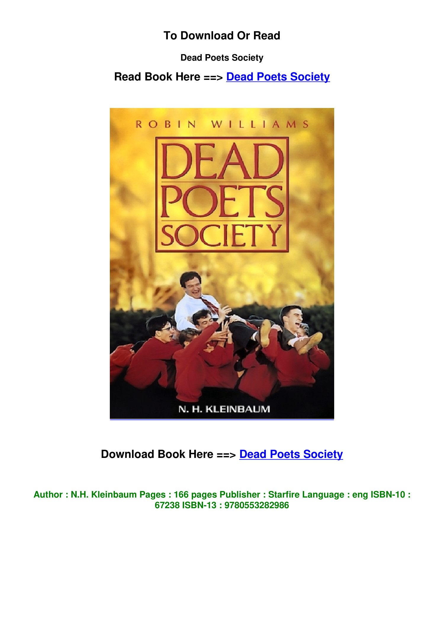 pdf DOWNLOAD Dead Poets Society By N H Kleinbaum.pdf | DocDroid