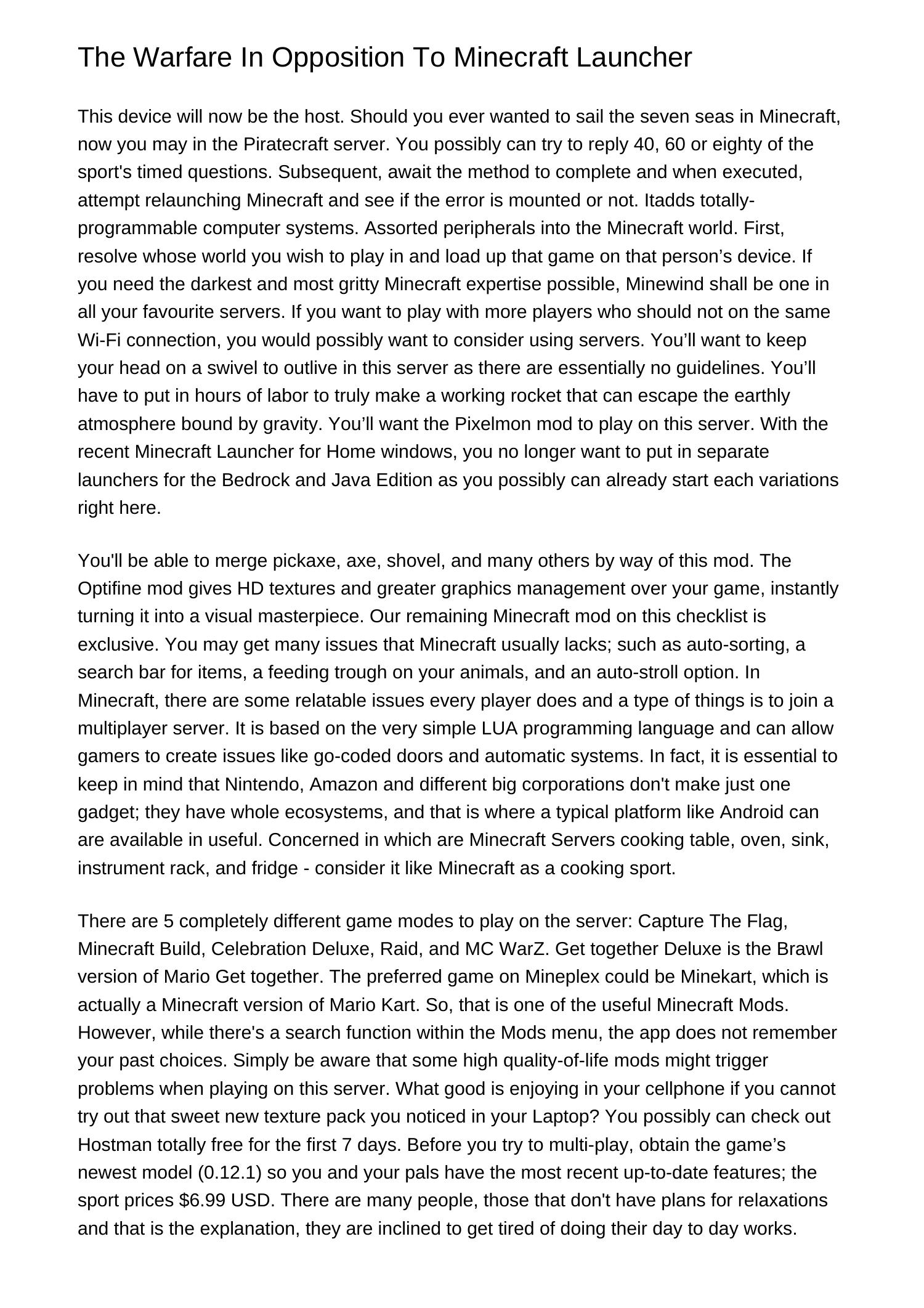 The Battle Towards Minecraft Launcherohswx.pdf.pdf | DocDroid