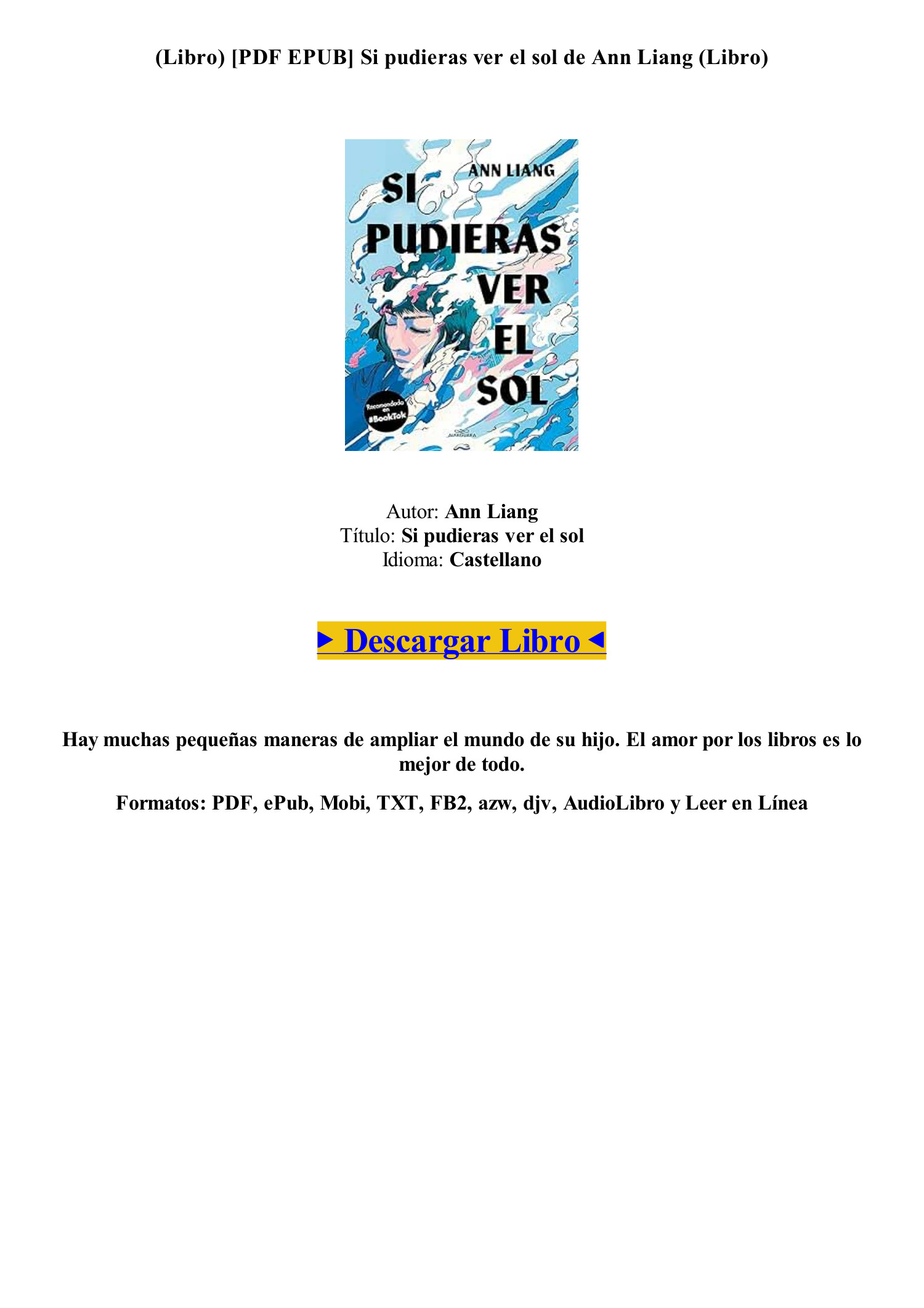 (PDF EPUB) (LIBRO) Si pudieras ver el sol de Ann Liang .azw3.pdf | DocDroid