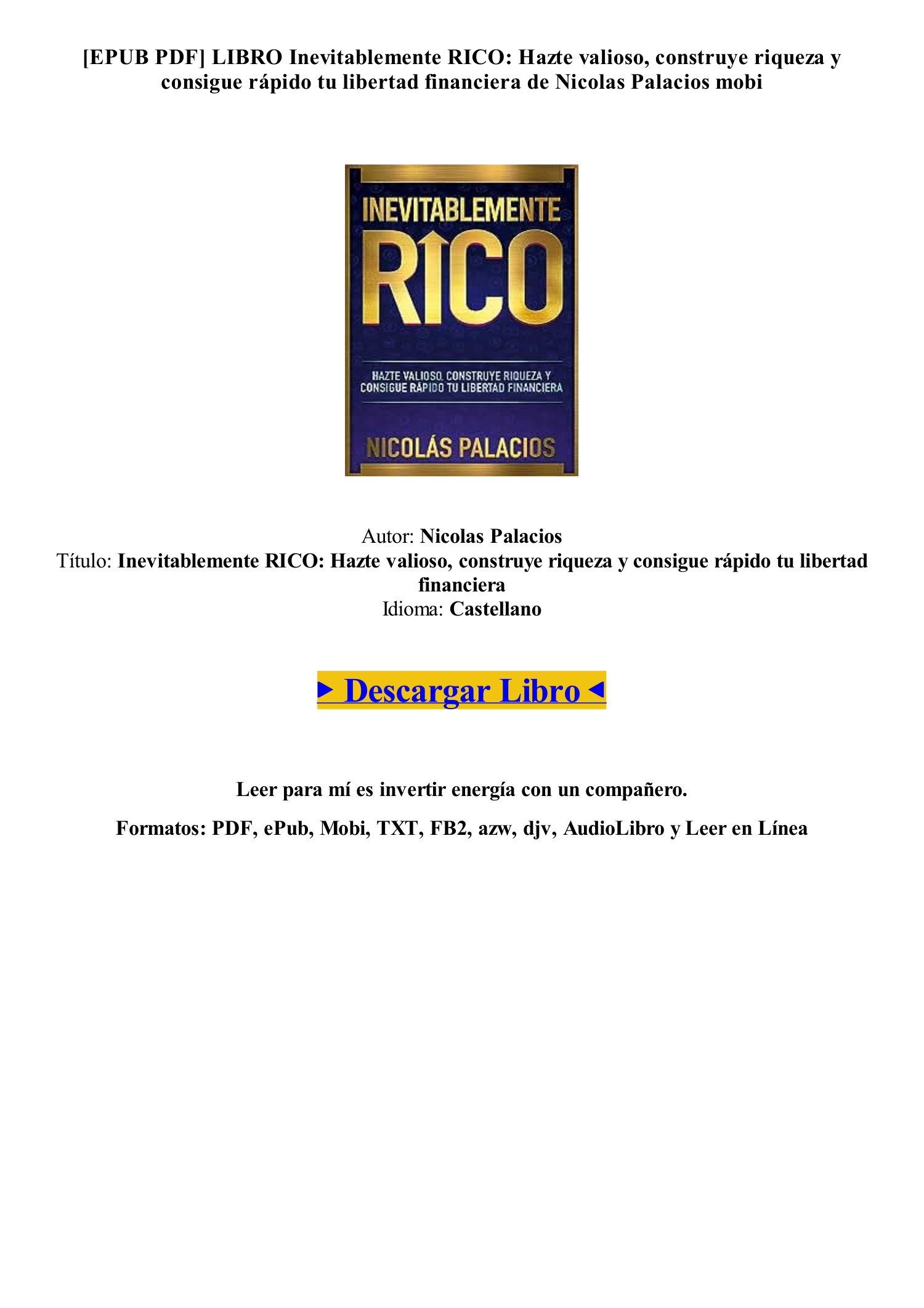 [Libro] [Descargar] Inevitablemente RICO de Nicolas Palacios .pdf.pdf | DocDroid