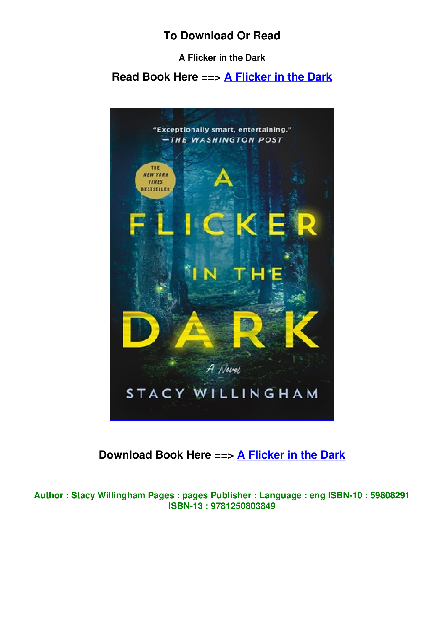 DOWNLOAD PDF A Flicker in the Dark By Stacy Willingham.pdf | DocDroid