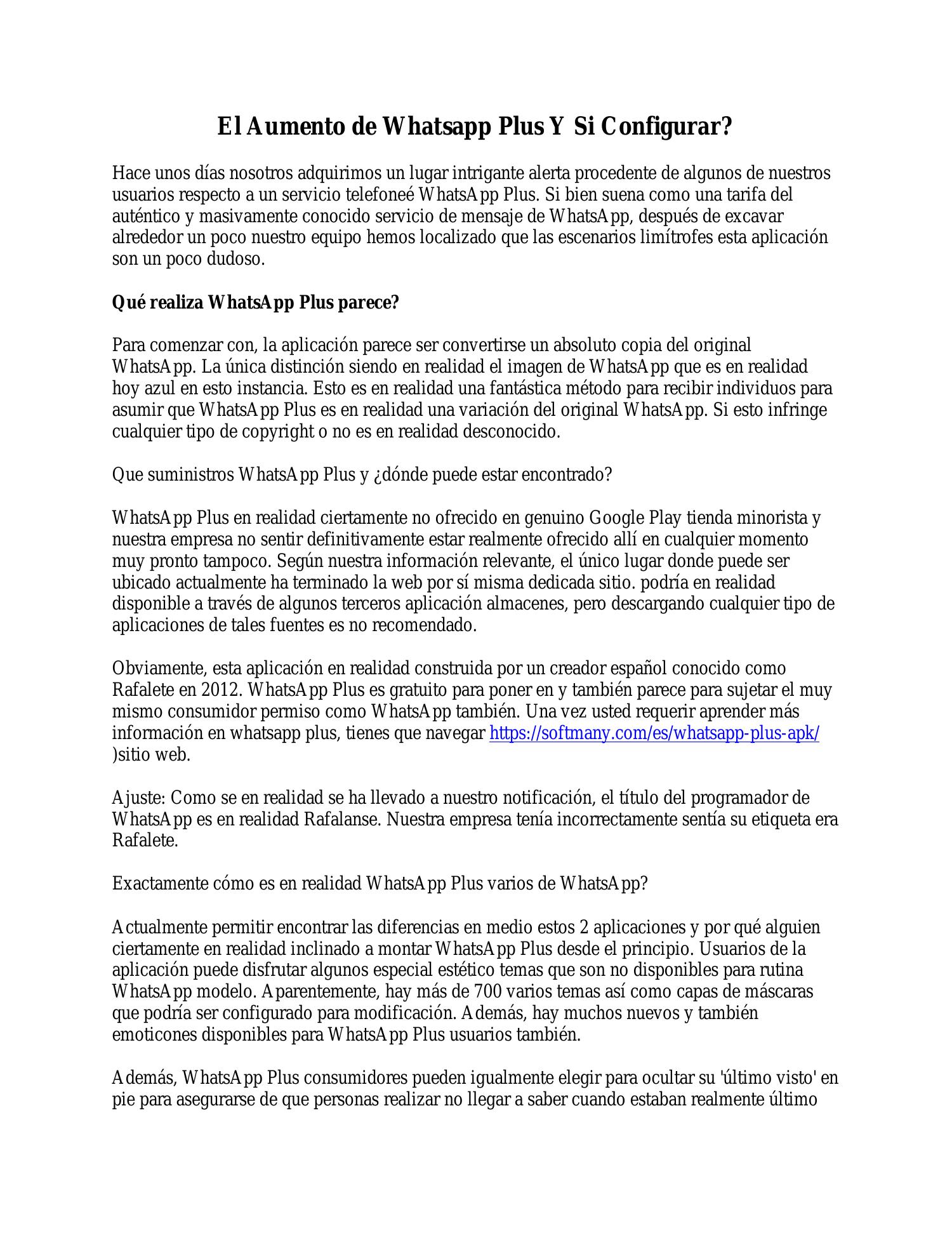 El Aumento de Whatsapp Plus Y Si Configurar.pdf | DocDroid