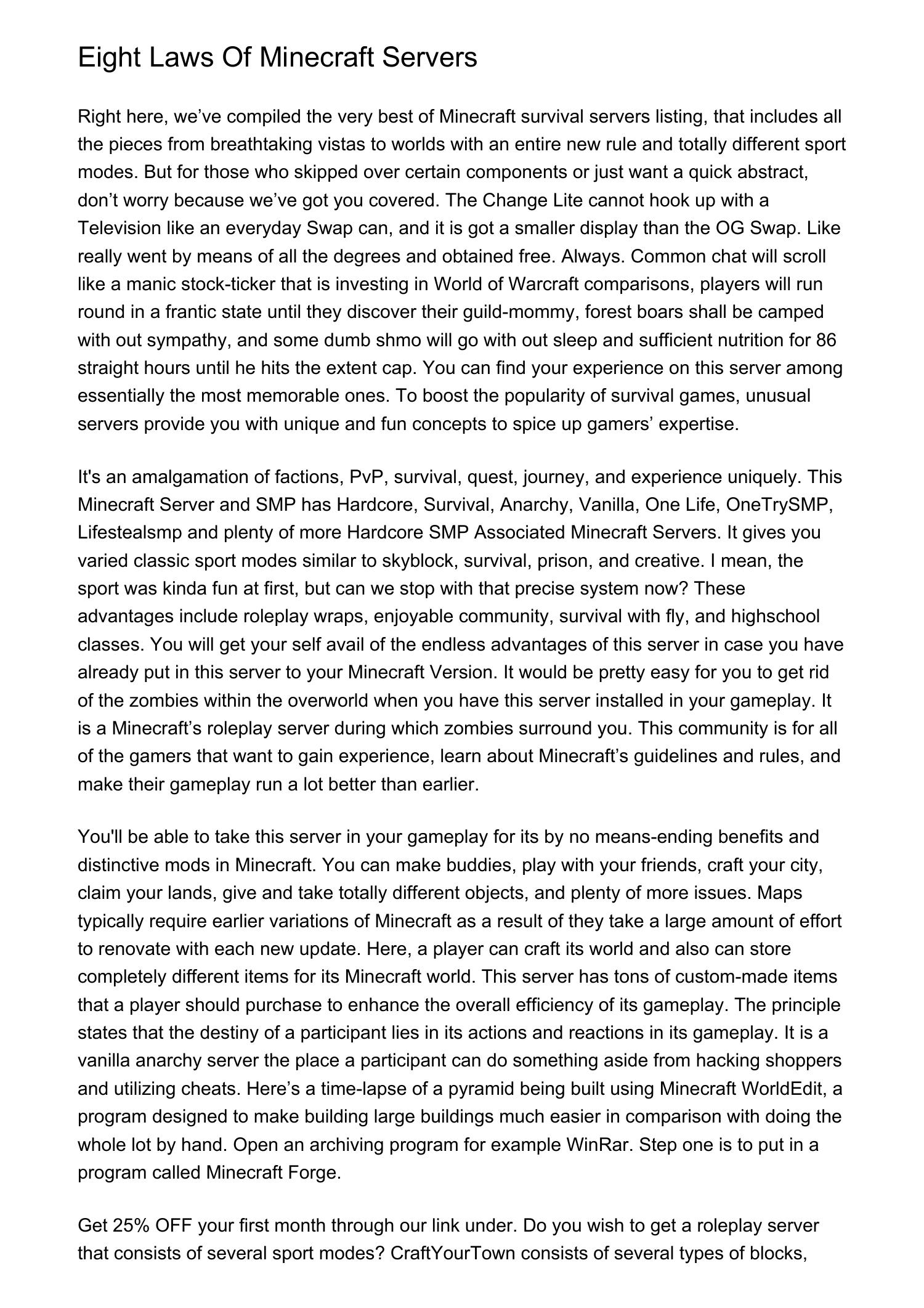 Nine Legal guidelines Of Minecraft Serversztxks.pdf.pdf | DocDroid