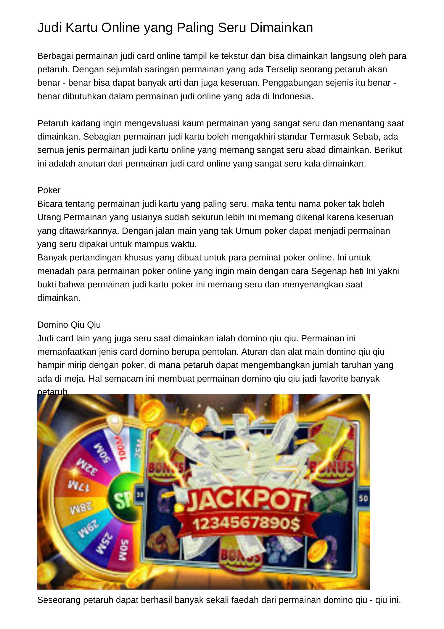 Judi Kartu Online yang Paling Seru Dimainkancyipz.pdf.pdf | DocDroid