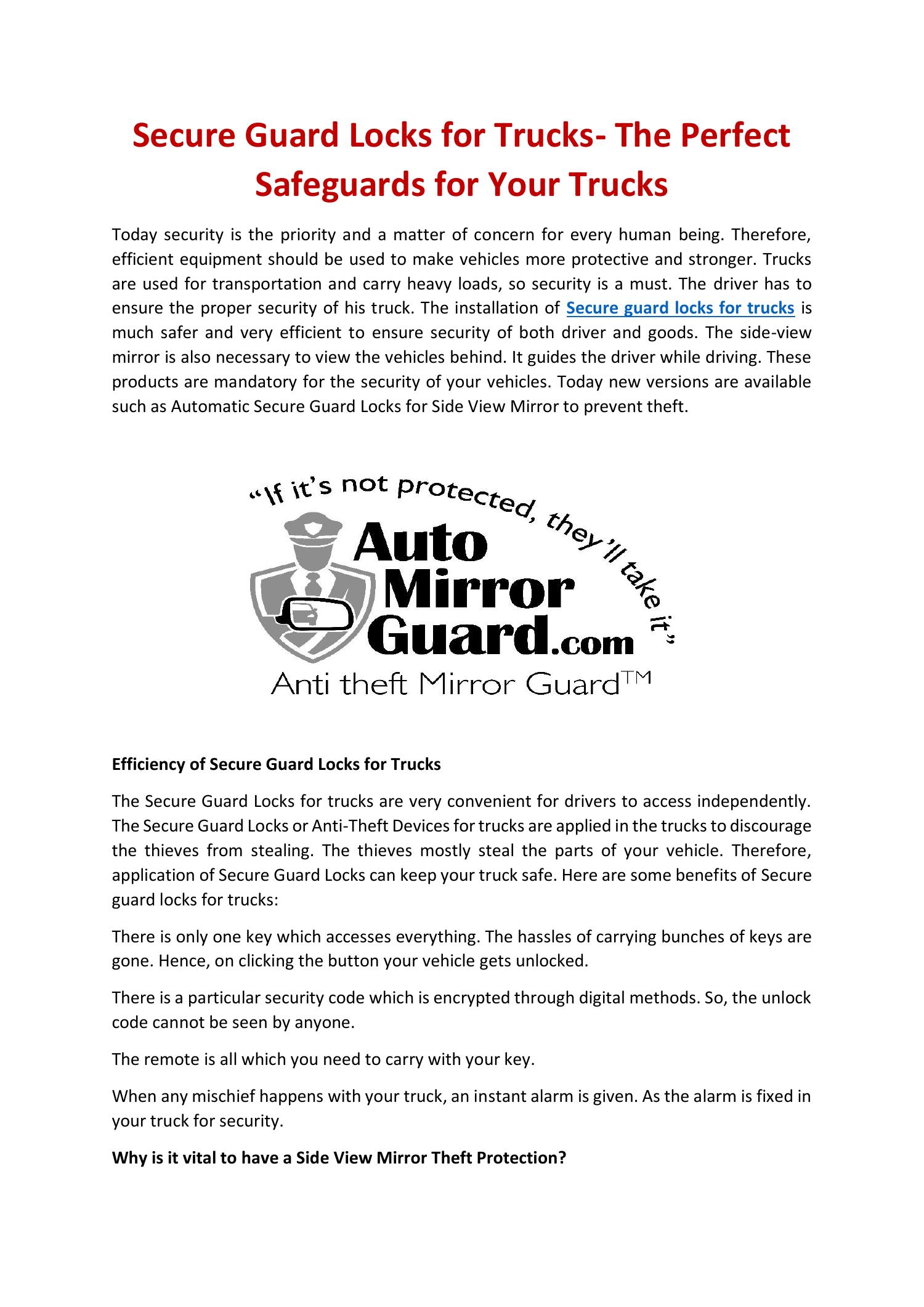 Secure Guard Locks for Trucks- The Perfect Safeguards for Your Trucks ...