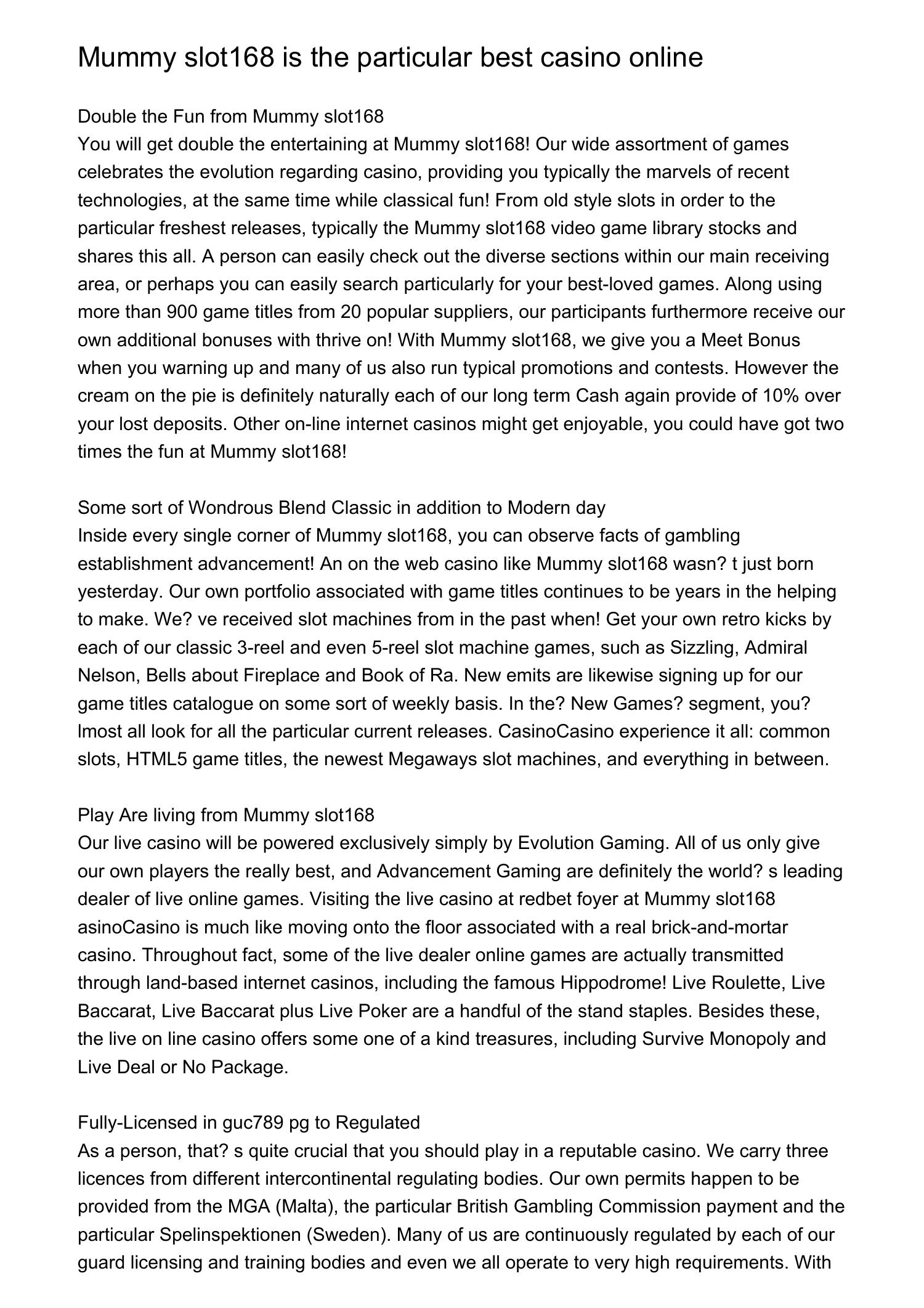 Mummy slot168 is the particular best casino onlinevboaa.pdf.pdf | DocDroid