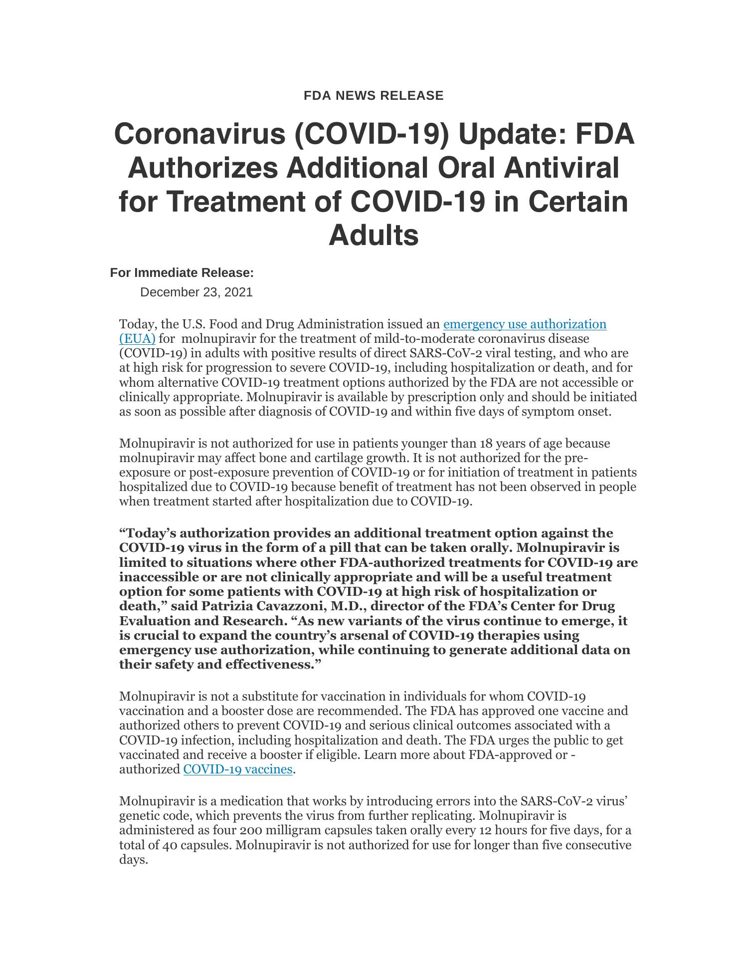 FDA NEWS RELEASE.docx | DocDroid
