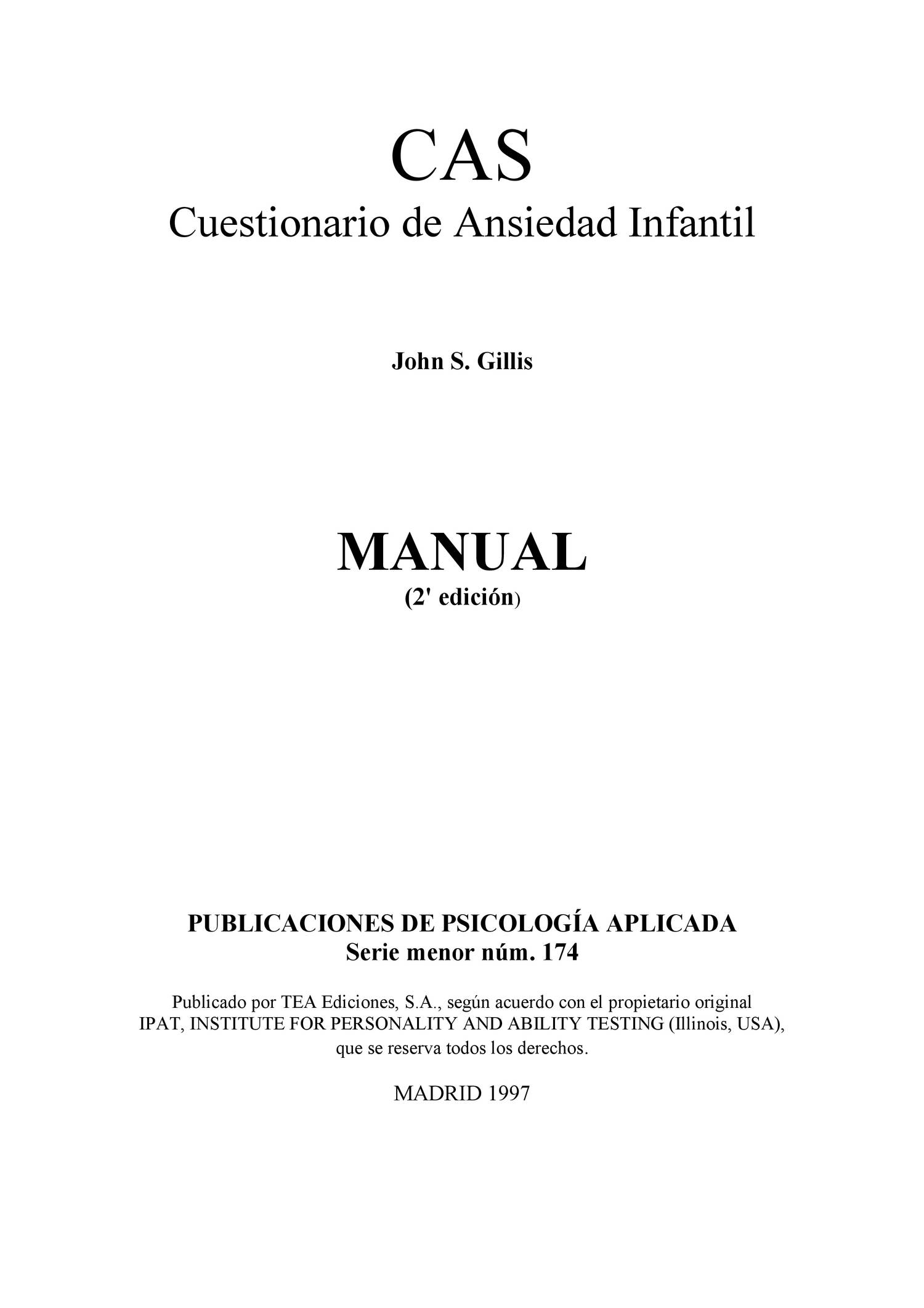 CAS - Cuestionario Ansiedad Infantil.pdf | DocDroid