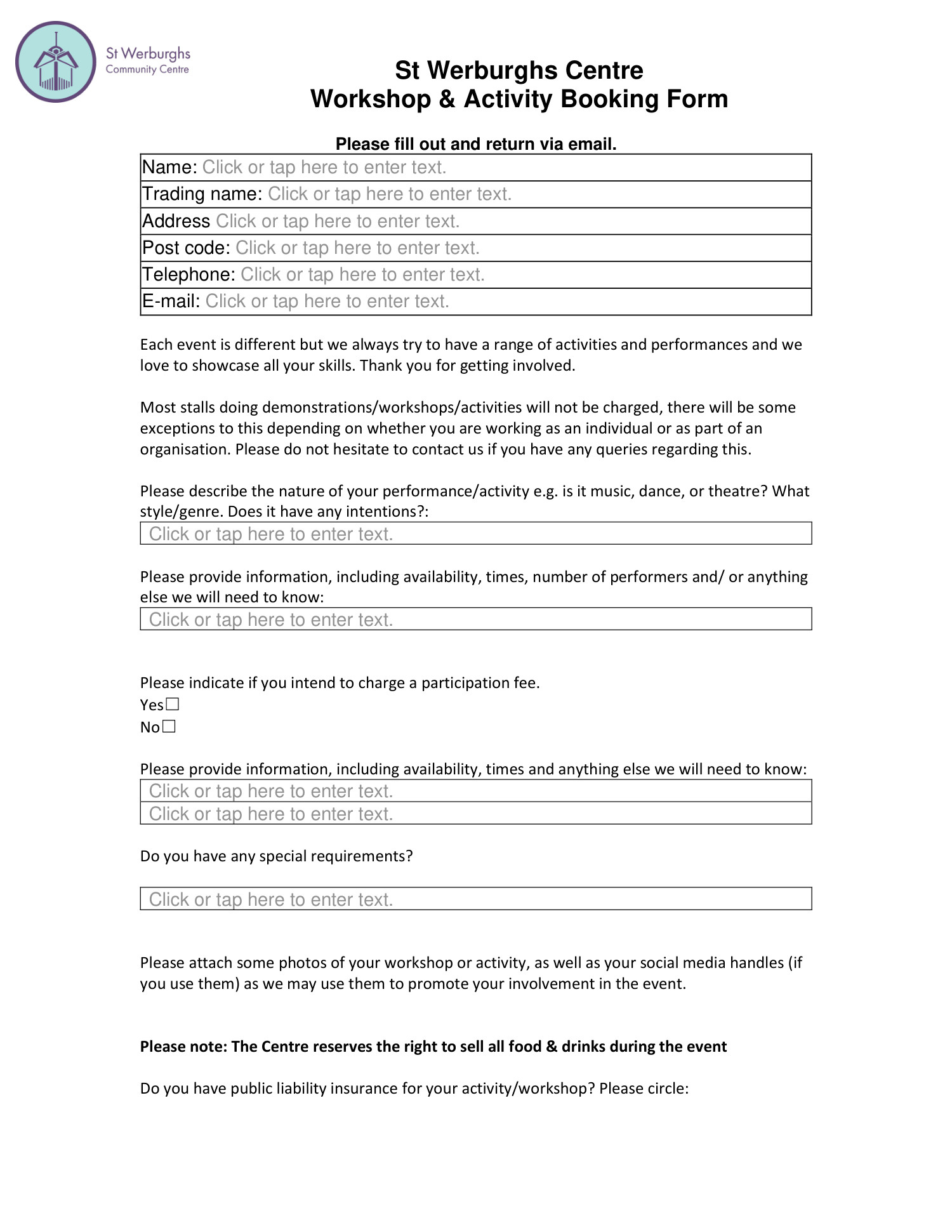 Workshop & Activity & Performance Booking Form .docx | DocDroid