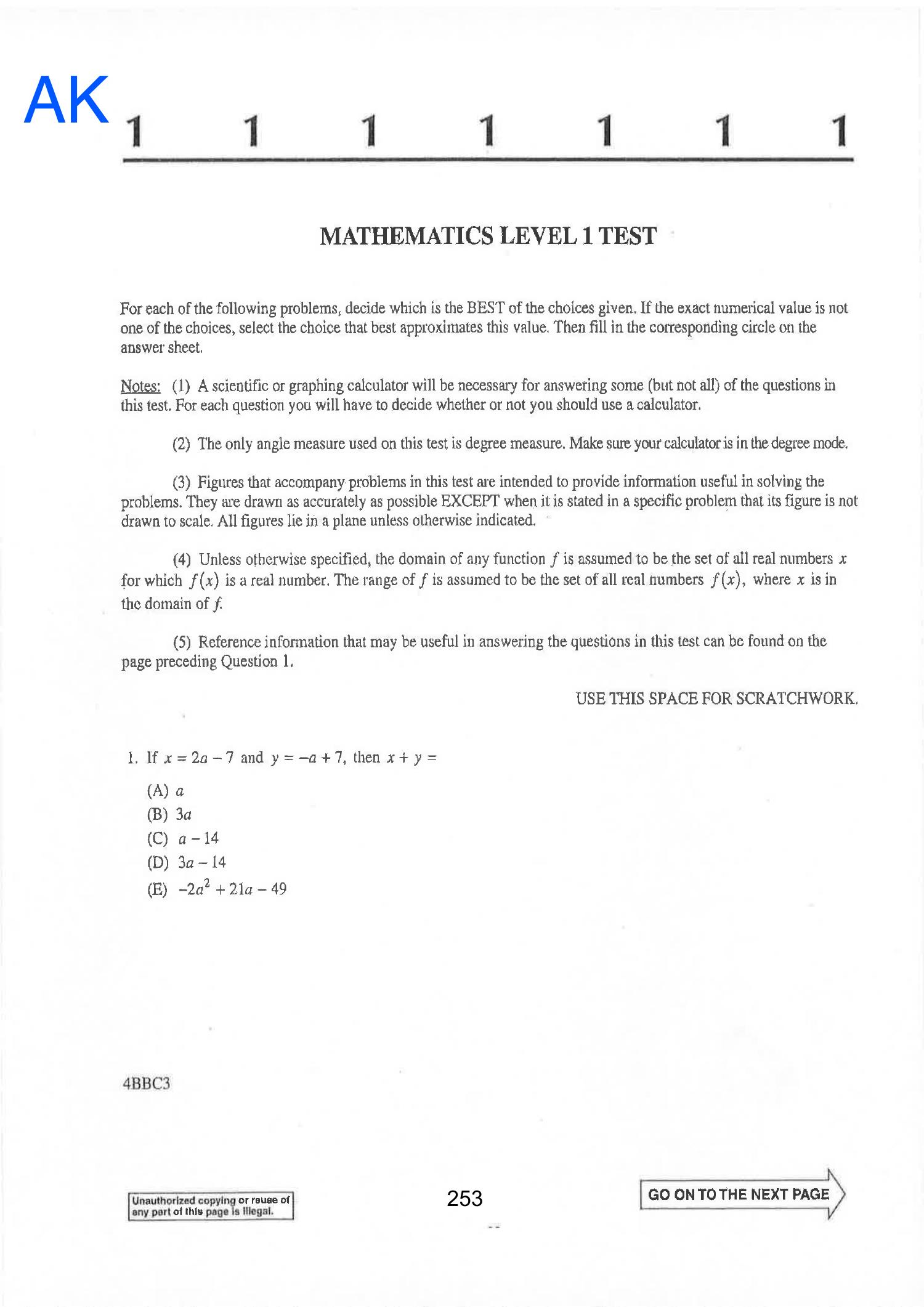 Math Level 1 - Dubai Test 1 (SAT Subject Test).pdf | DocDroid