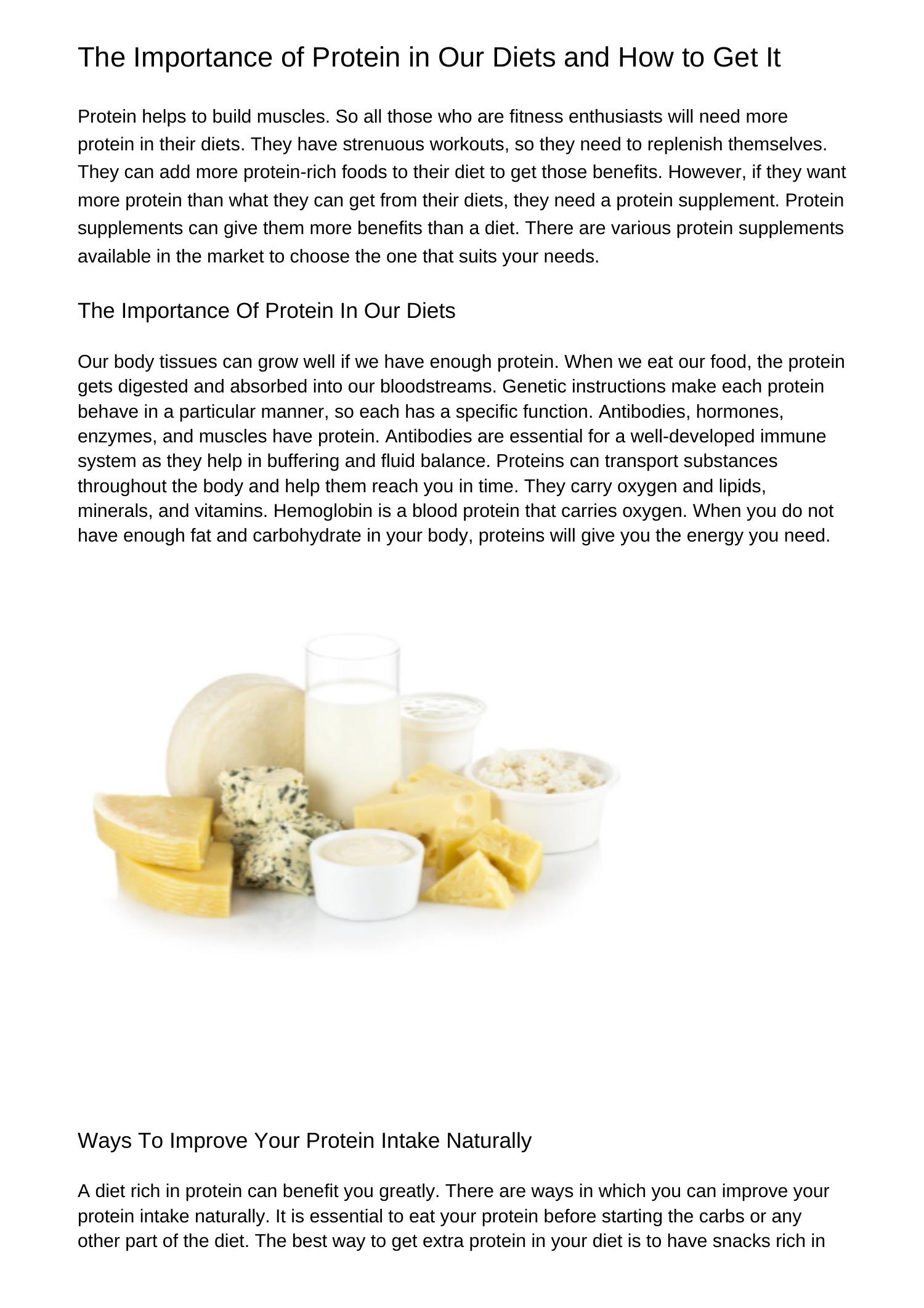 The Importance of Protein in Our Diets and How to Get Itxgkxg.pdf.pdf ...