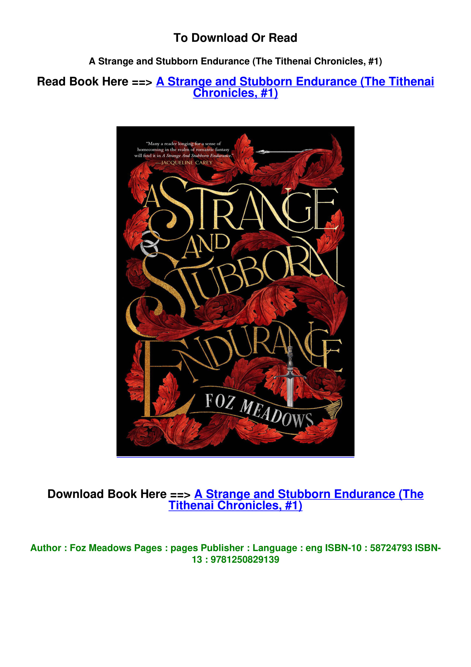 Download Pdf A Strange and Stubborn Endurance The Tithenai Chronicles 1 by .pdf | DocDroid