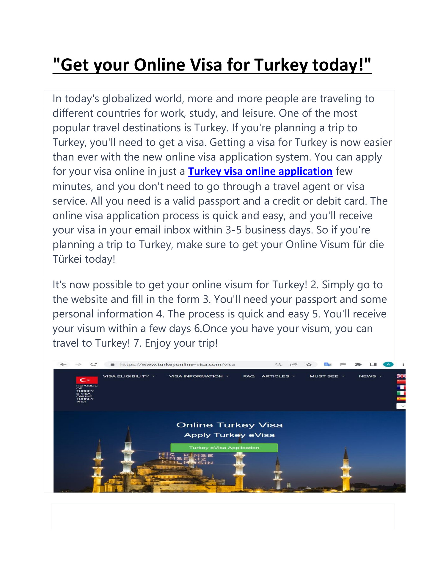 Get your Online Visa for Turkey today.pdf | DocDroid