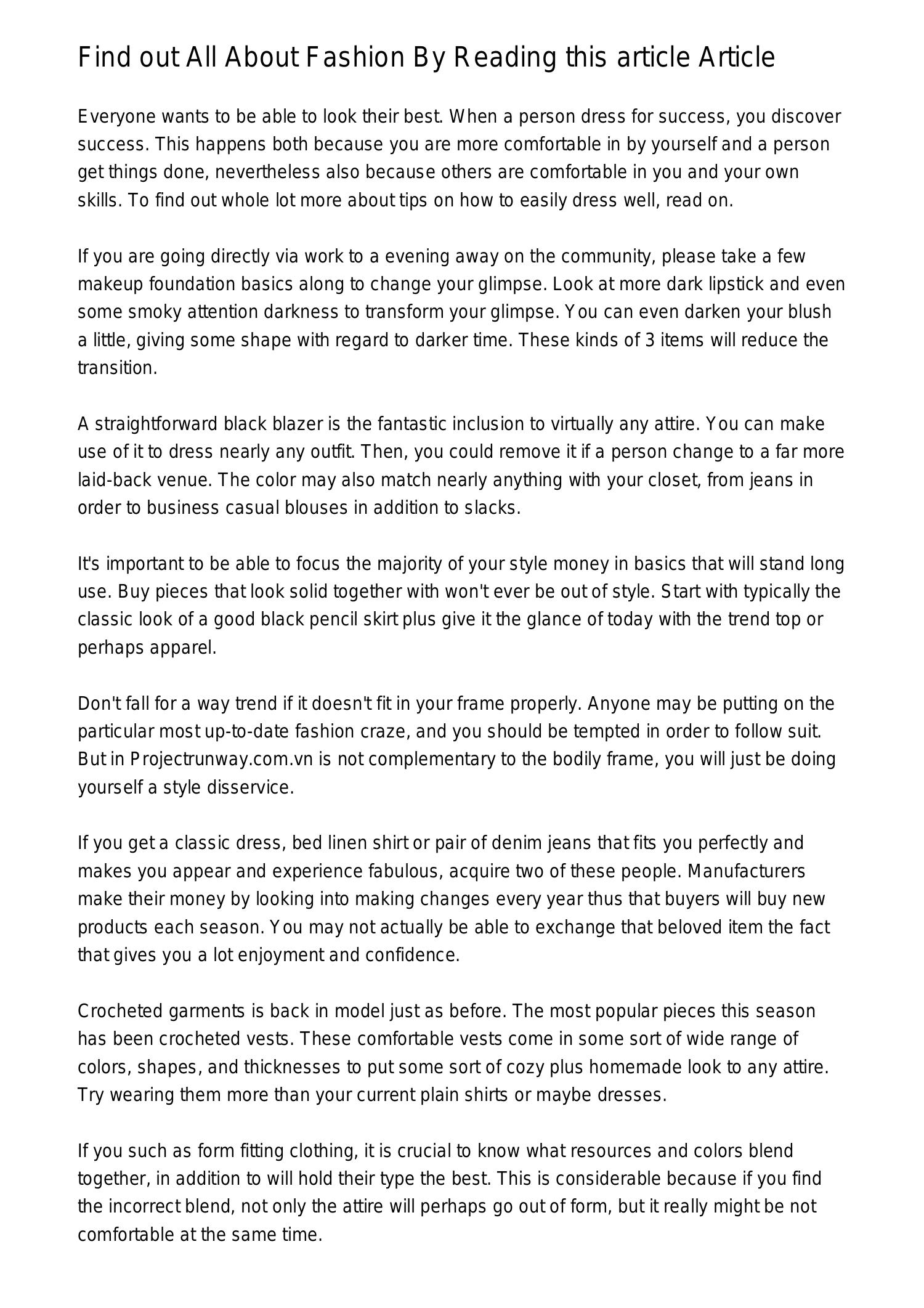 Understand All About Fashion By simply Reading this article Articleqzeay.pdf.pdf | DocDroid