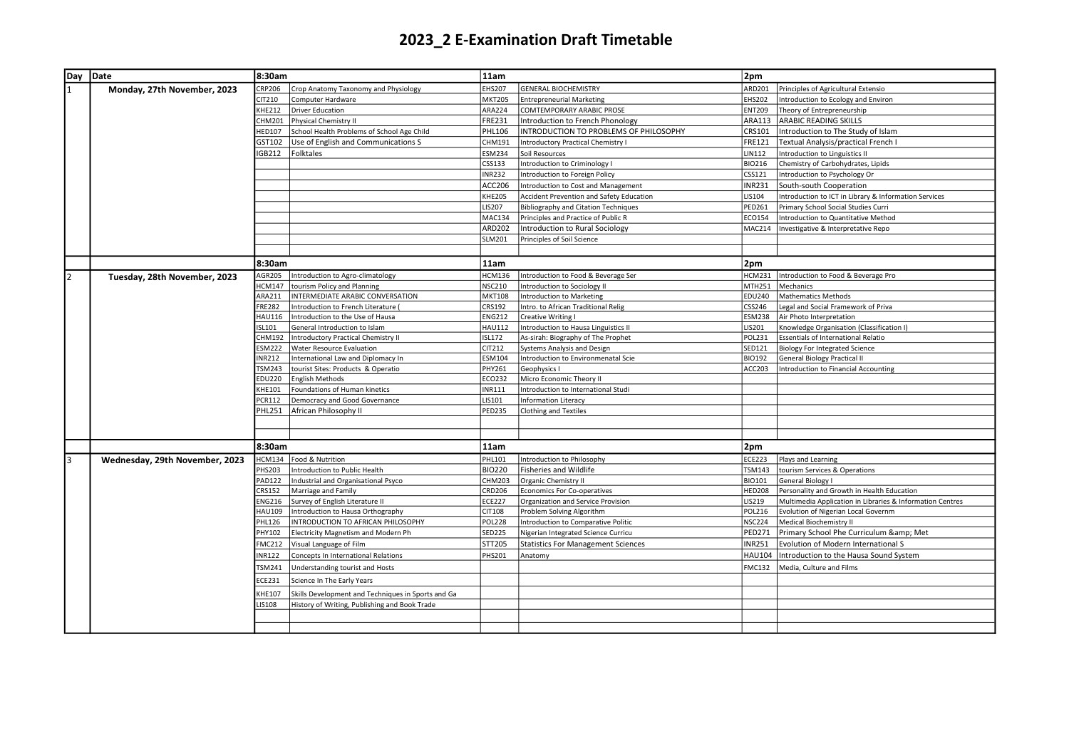 2023_2 eexam_draft_timetable.pdf | DocDroid
