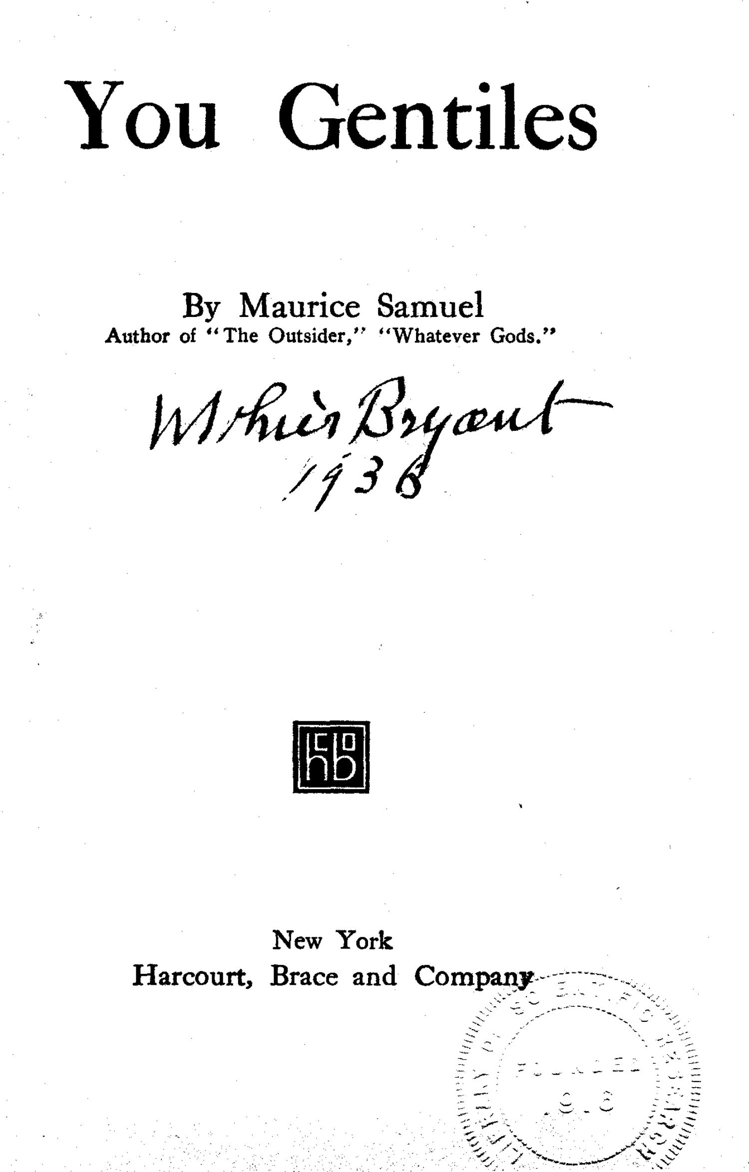 Maurice Samuel - You Gentiles (1924).pdf | DocDroid