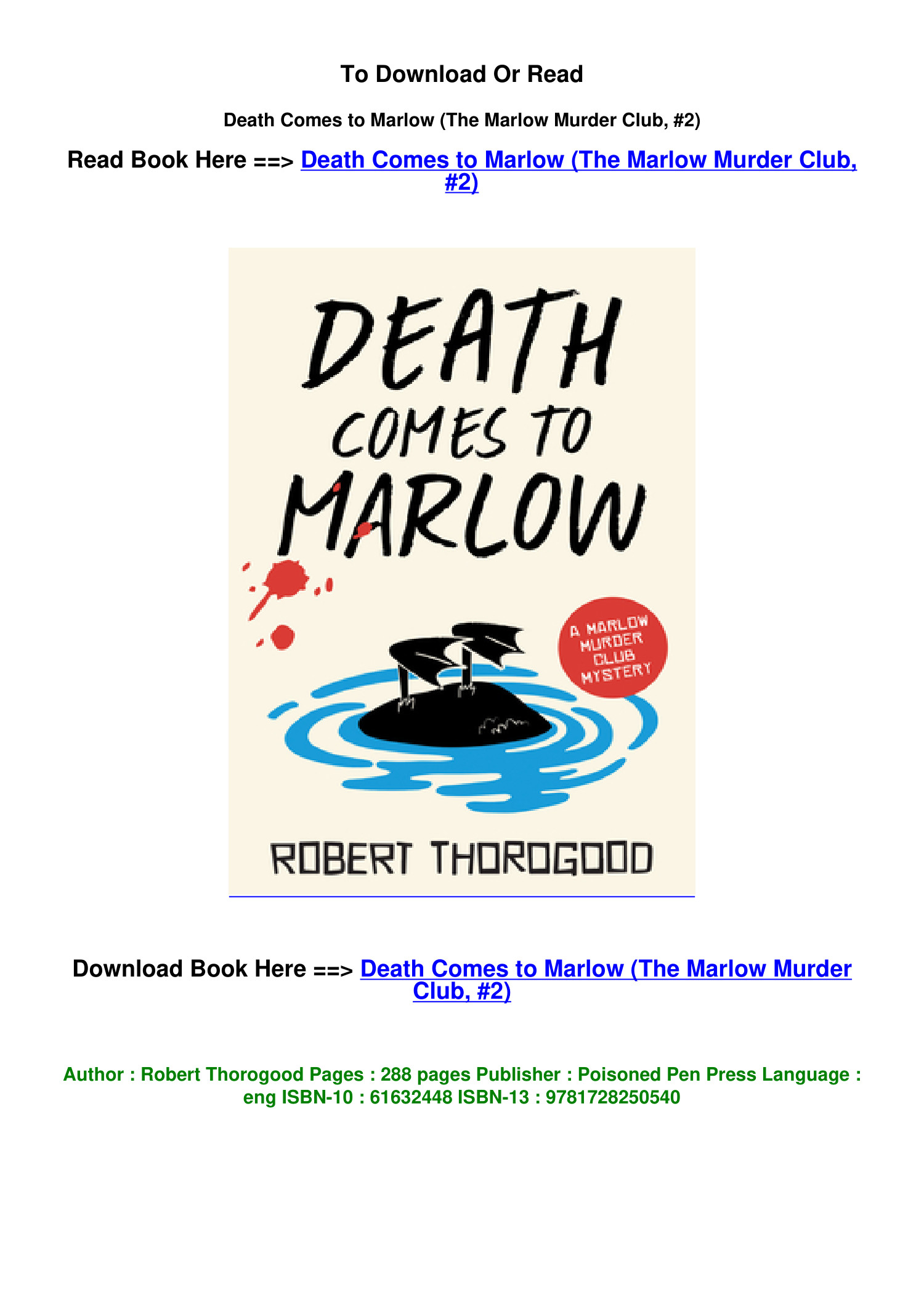 DOWNLOAD EPub Death Comes to Marlow The Marlow Murder Club 2 By Robert .pdf | DocDroid
