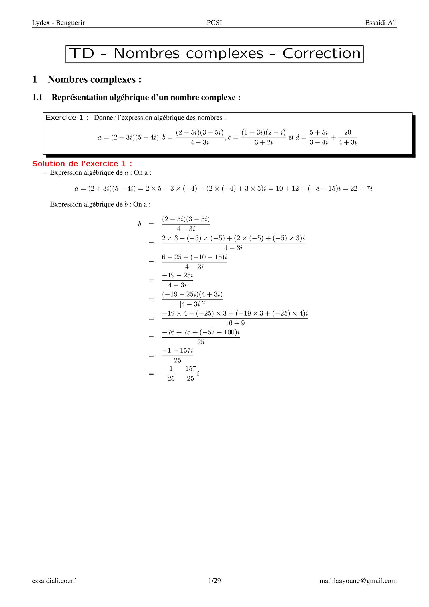 TD - Nombres complexes - Correction.pdf | DocDroid