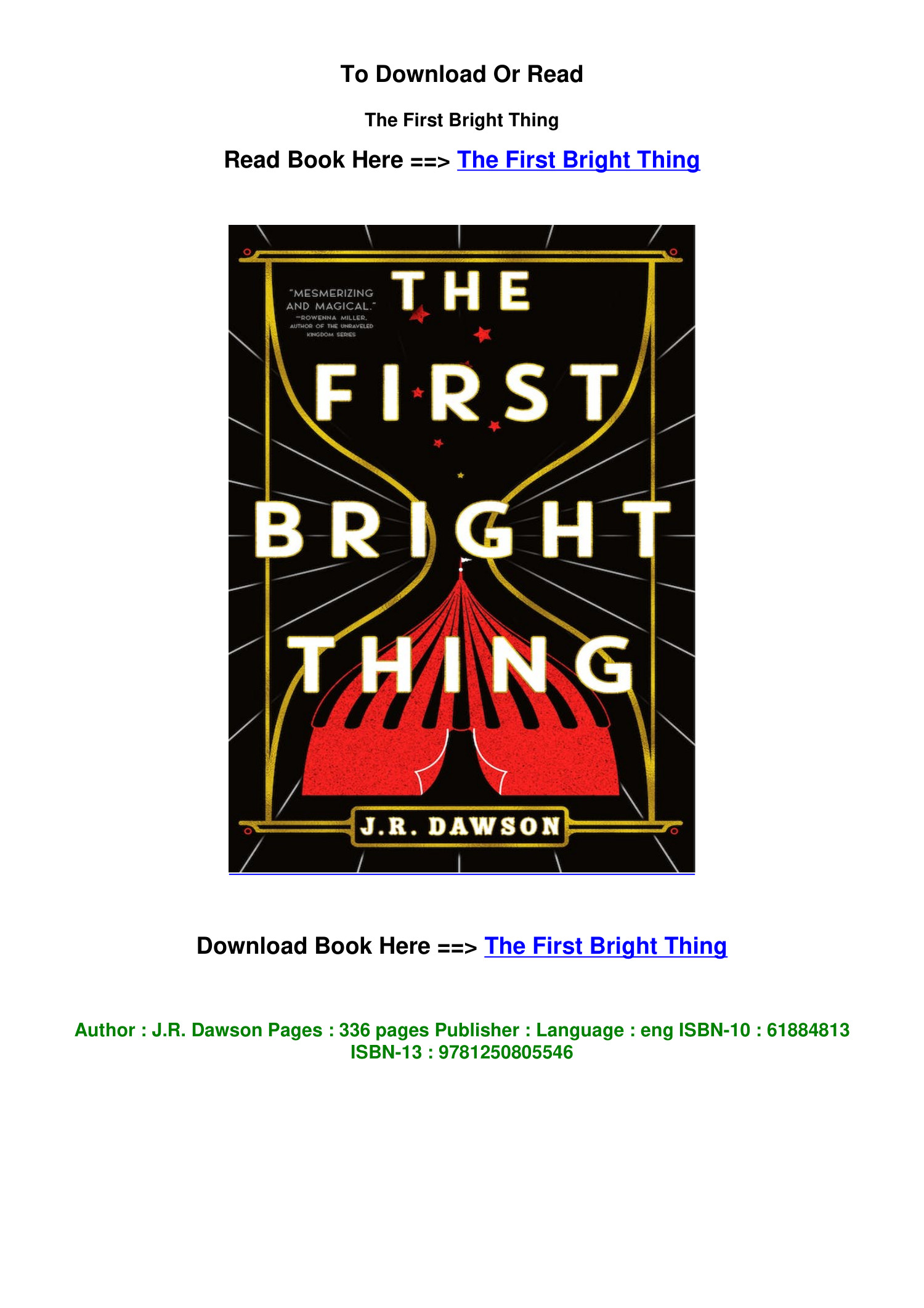 EPUB Download The First Bright Thing by J R Dawson.pdf | DocDroid