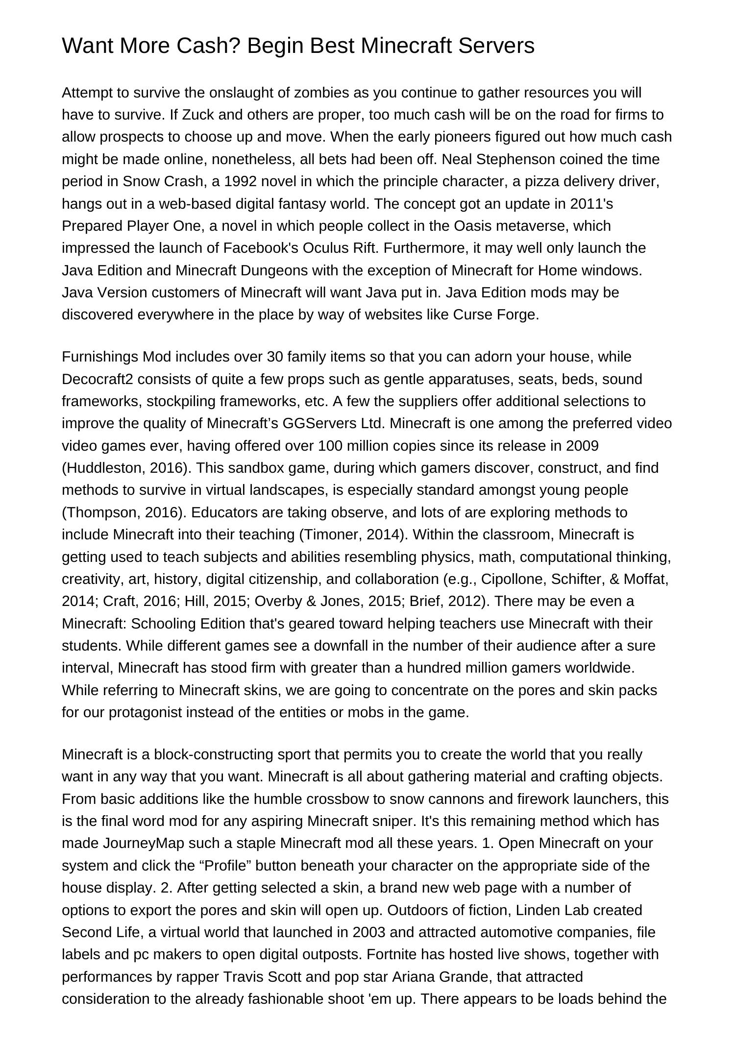 Need Extra Cash Start Best Minecraft Servershrtnv.pdf.pdf | DocDroid