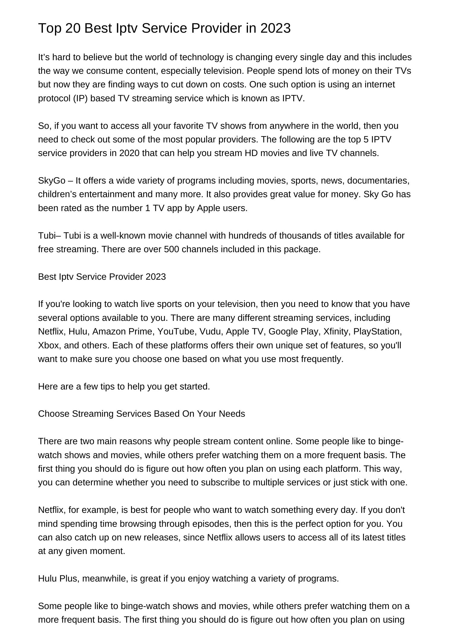 Top 20 Best Iptv Service Provider in 2023llzbs.pdf.pdf | DocDroid