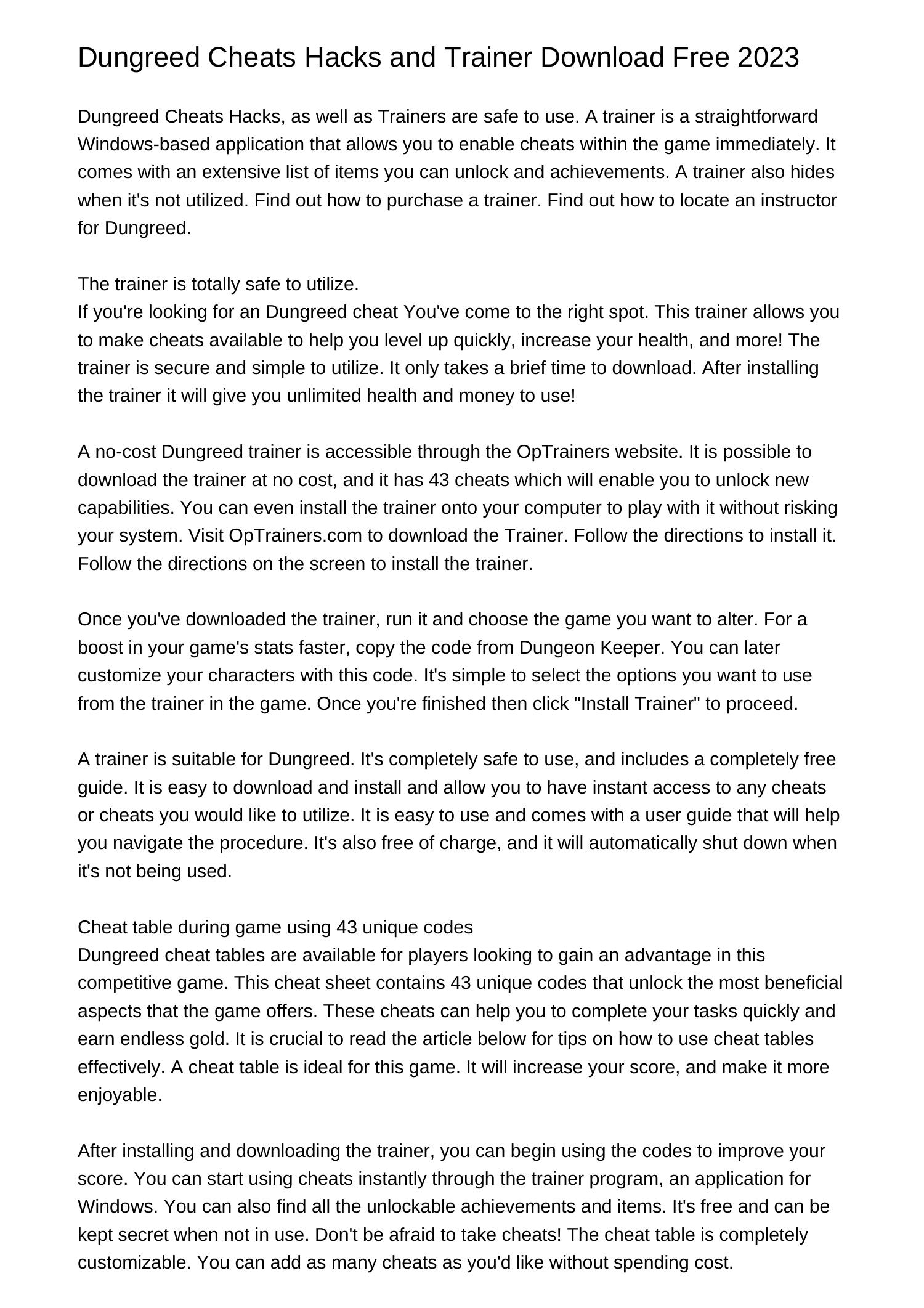 Dungreed Cheats Hacks and Trainer Download Free 2023lulta.pdf.pdf | DocDroid