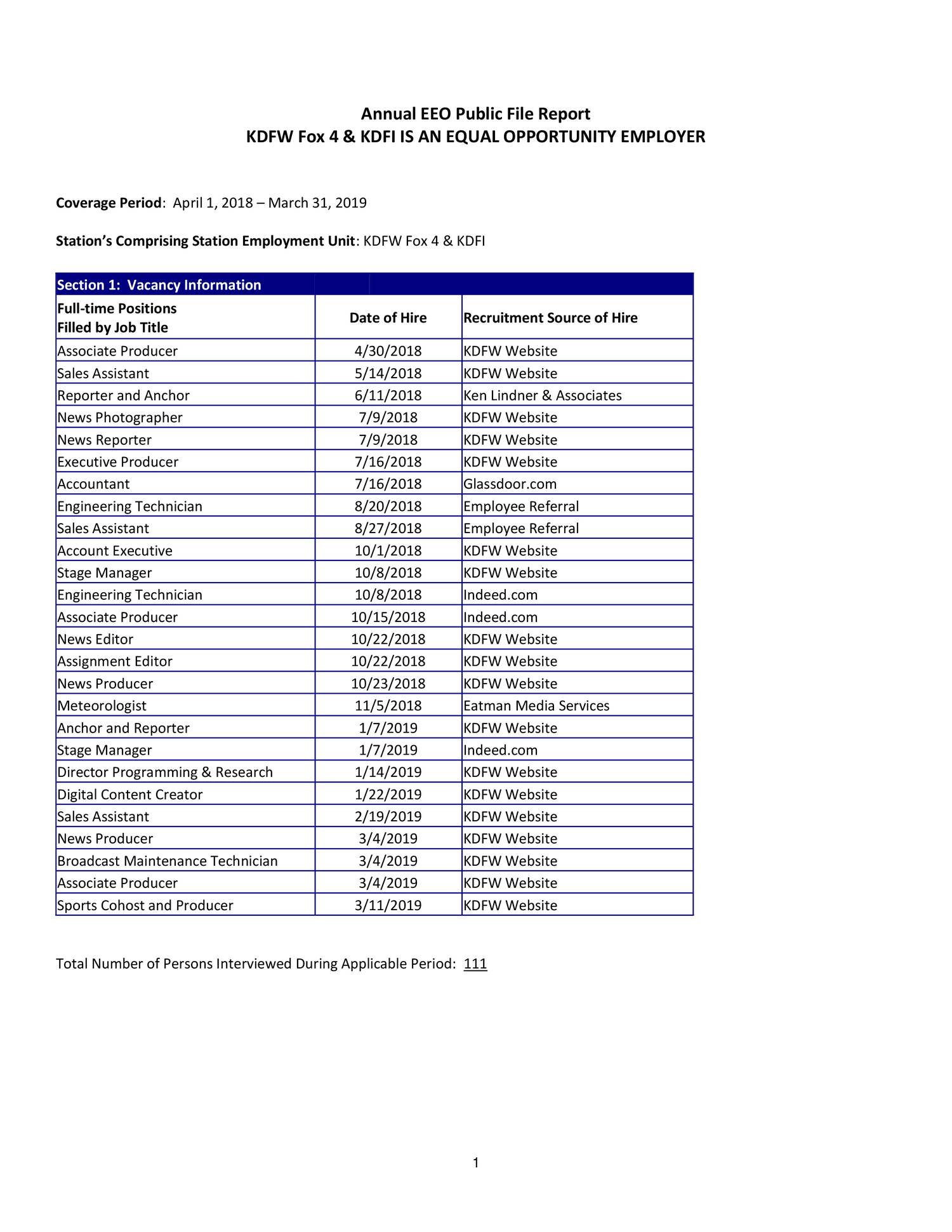 KDFW-KDFI_EEO Public File Report_04-01-18 - 03-31-19.pdf | DocDroid