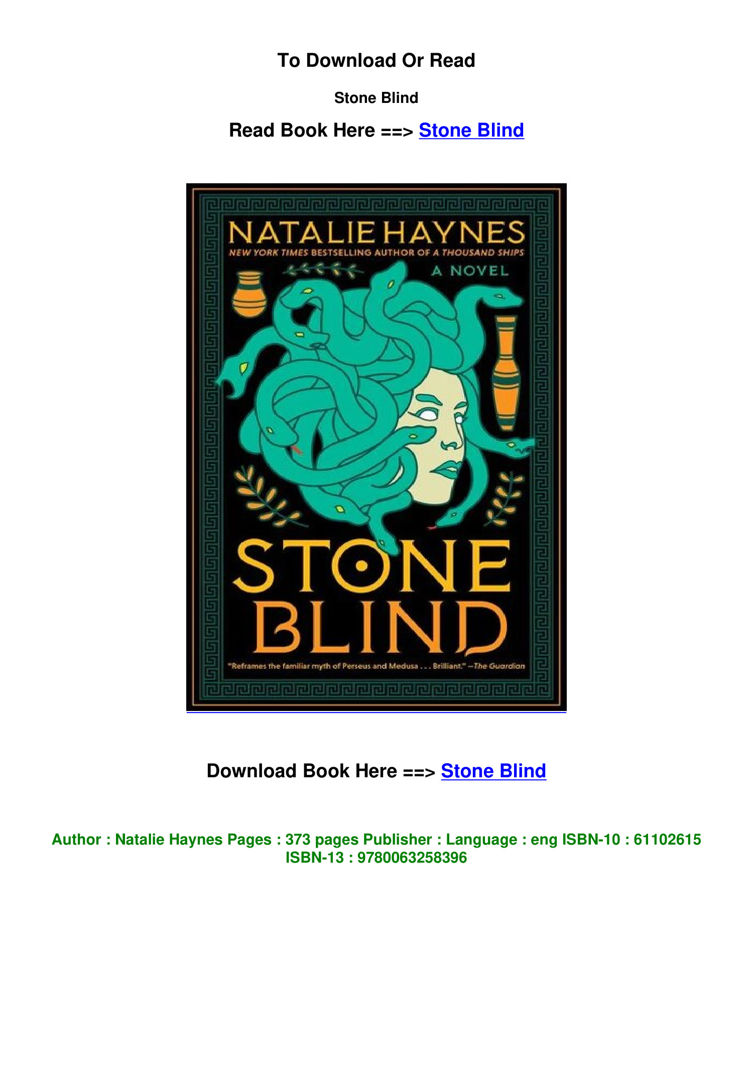 epub download Stone Blind By Natalie Haynes.pdf | DocDroid