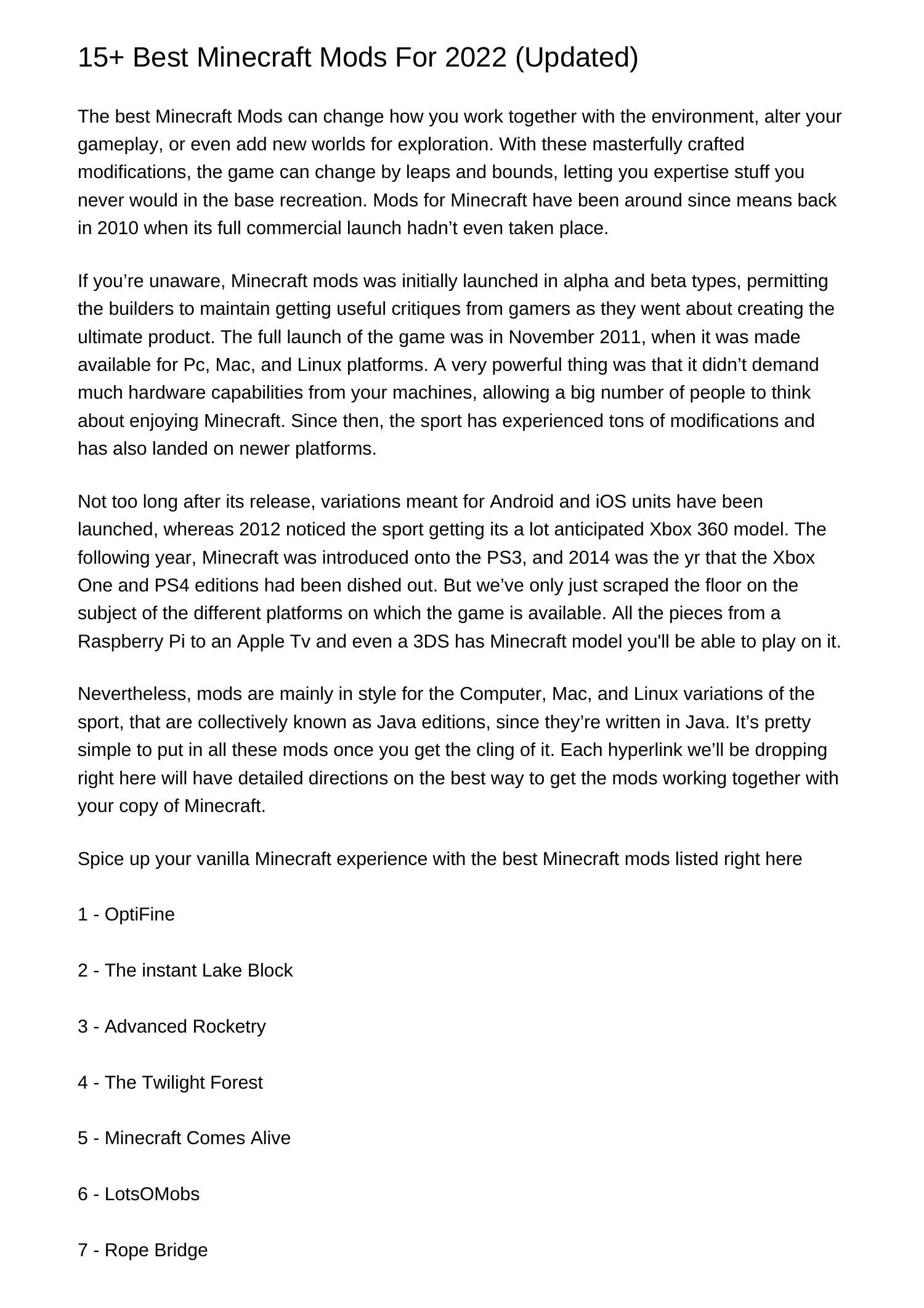 15 Of The Best Minecraft Mods In 2022 Updatedqtefm.pdf.pdf | DocDroid