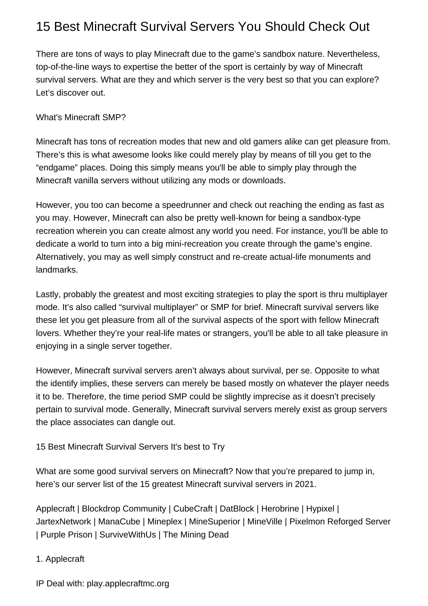 15 Finest Minecraft Survival Servers You Should Tryidgxq.pdf.pdf | DocDroid