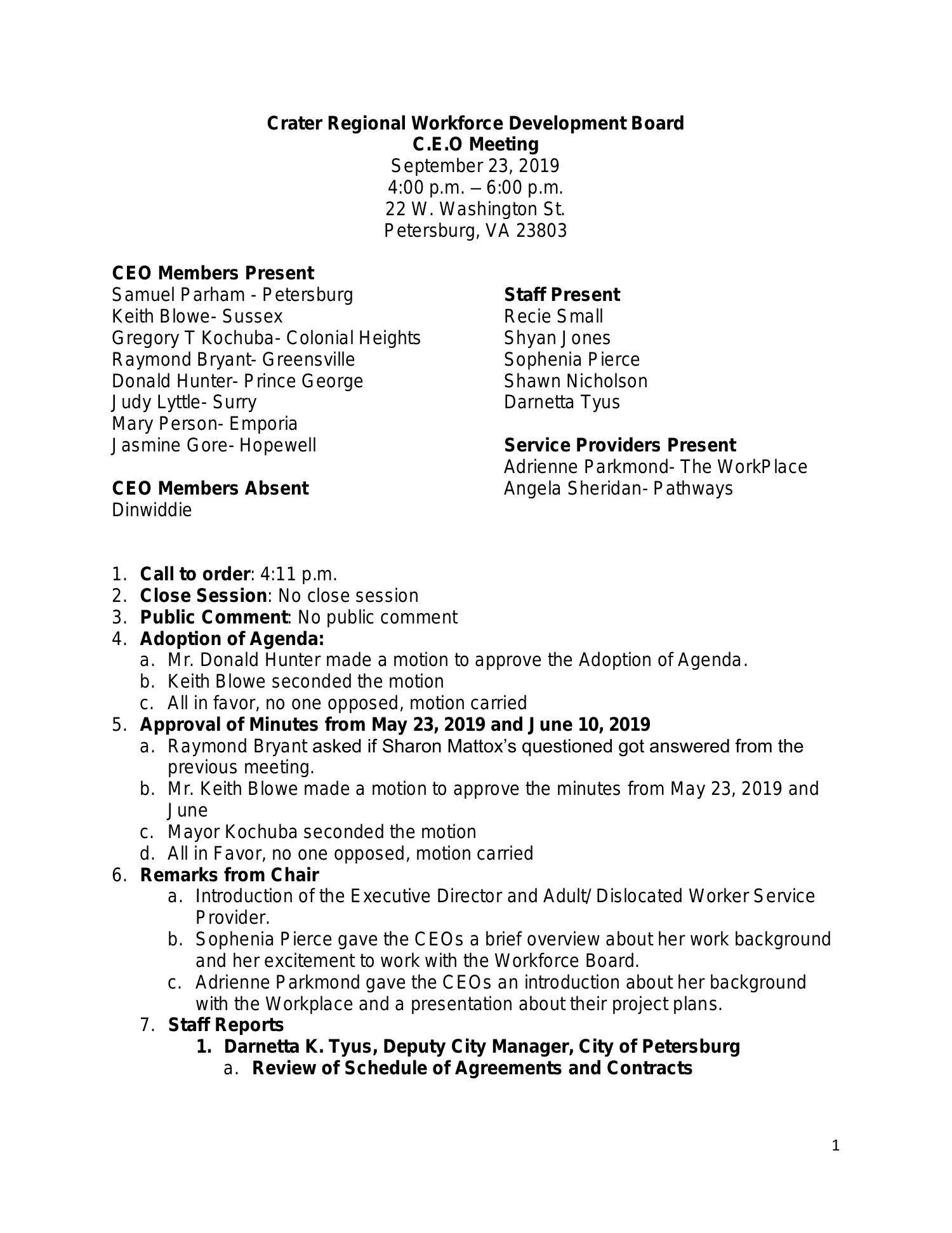 CEO DRAFT Minutes 92319 Final.docx | DocDroid