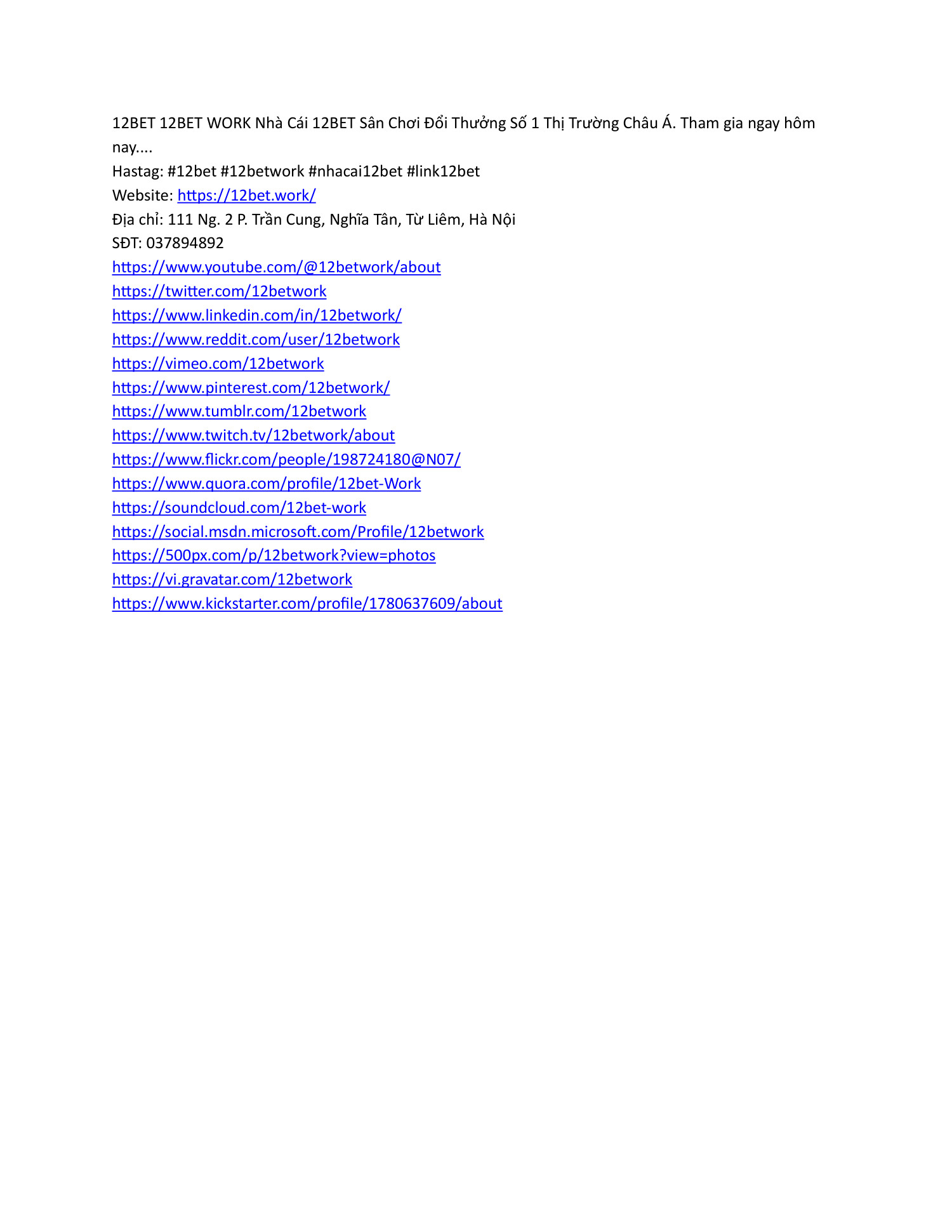 12BET 12BET WORK Nhà Cái 12BET Sân Chơi Đổi Thưởng Số 1 Thị Trường Châu Á.docx | DocDroid