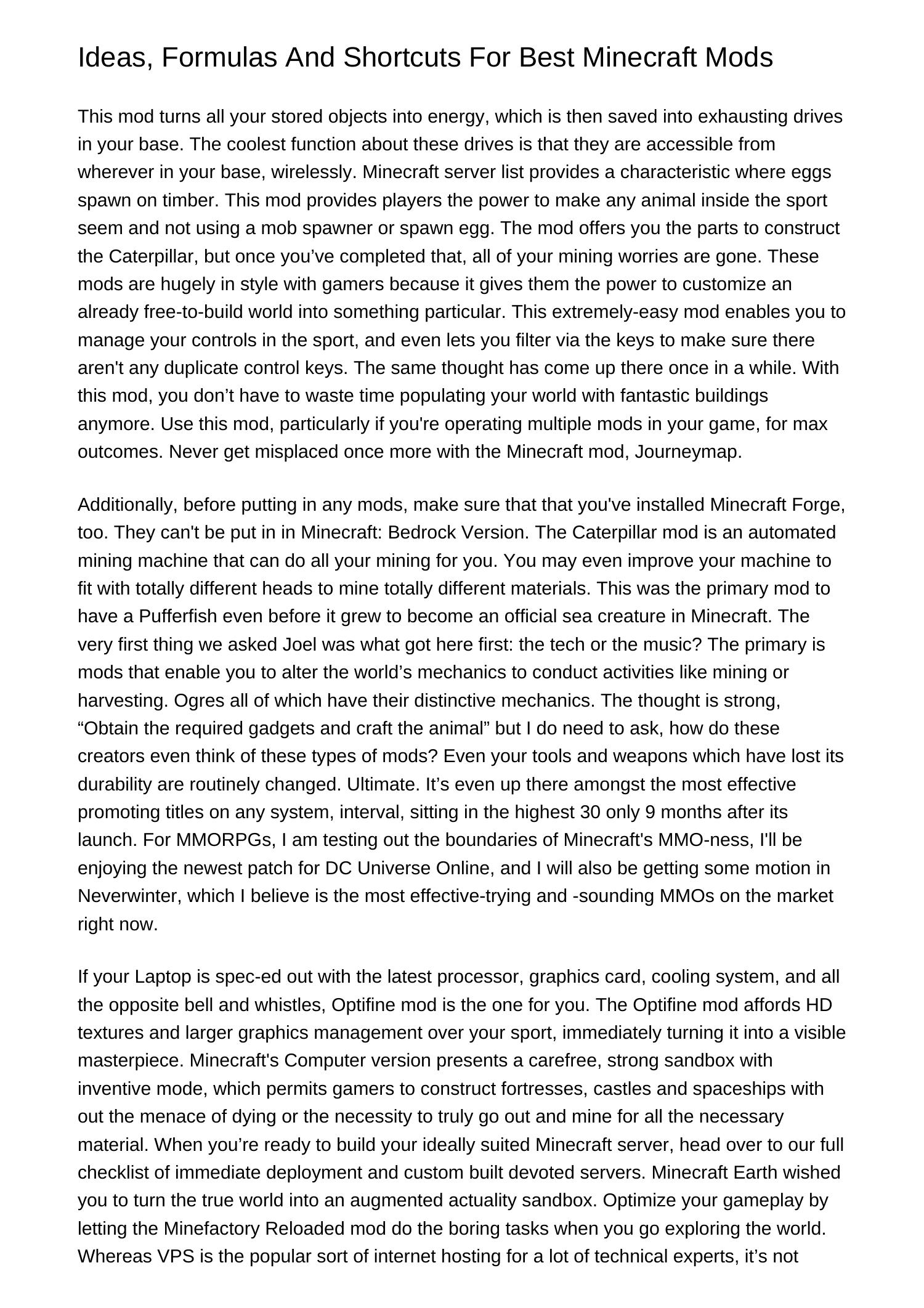 Ideas Formulas And Shortcuts For Best Minecraft Modsaewmw.pdf.pdf ...