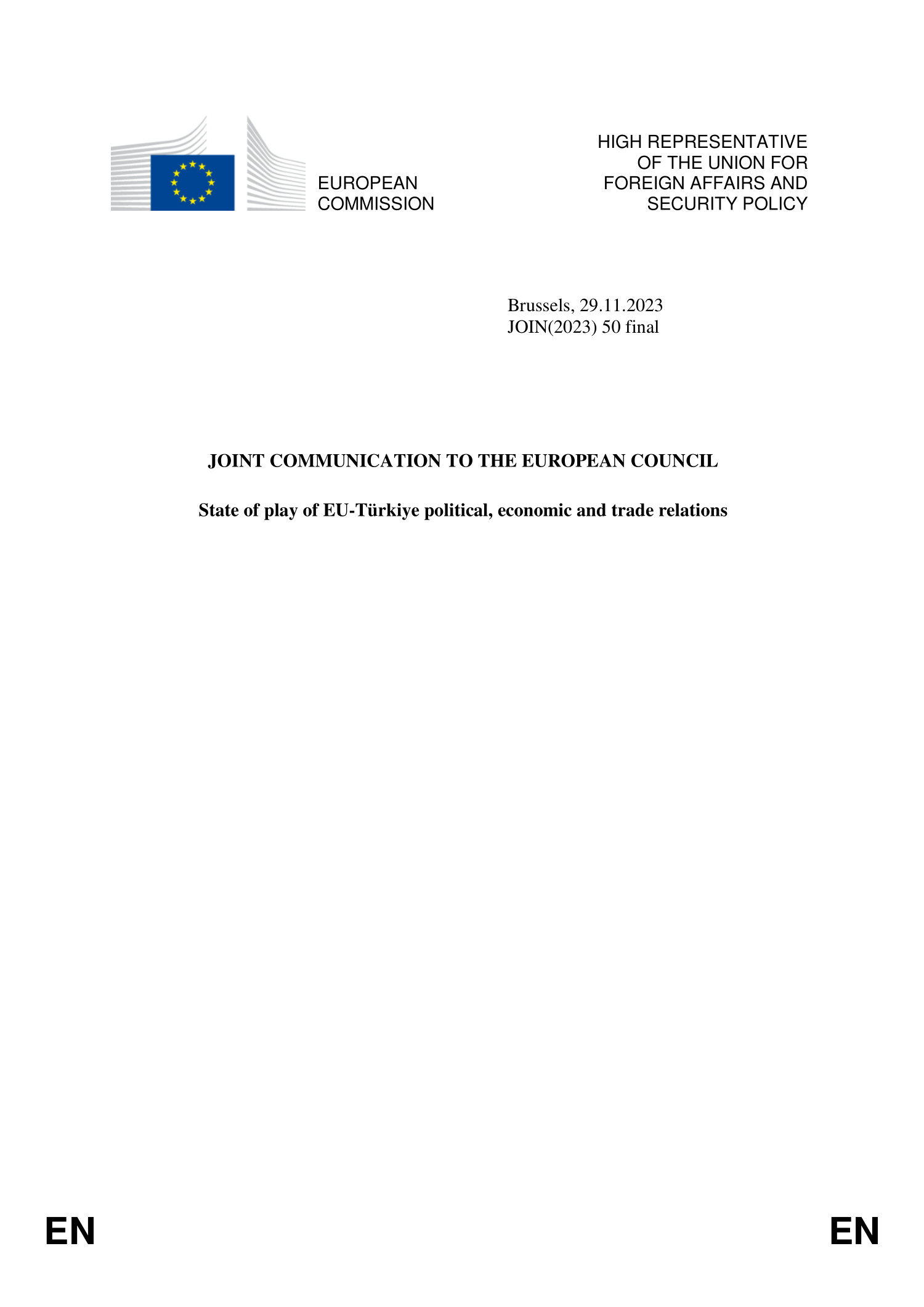 Joint Communication to the European Council - State of play of EU ...