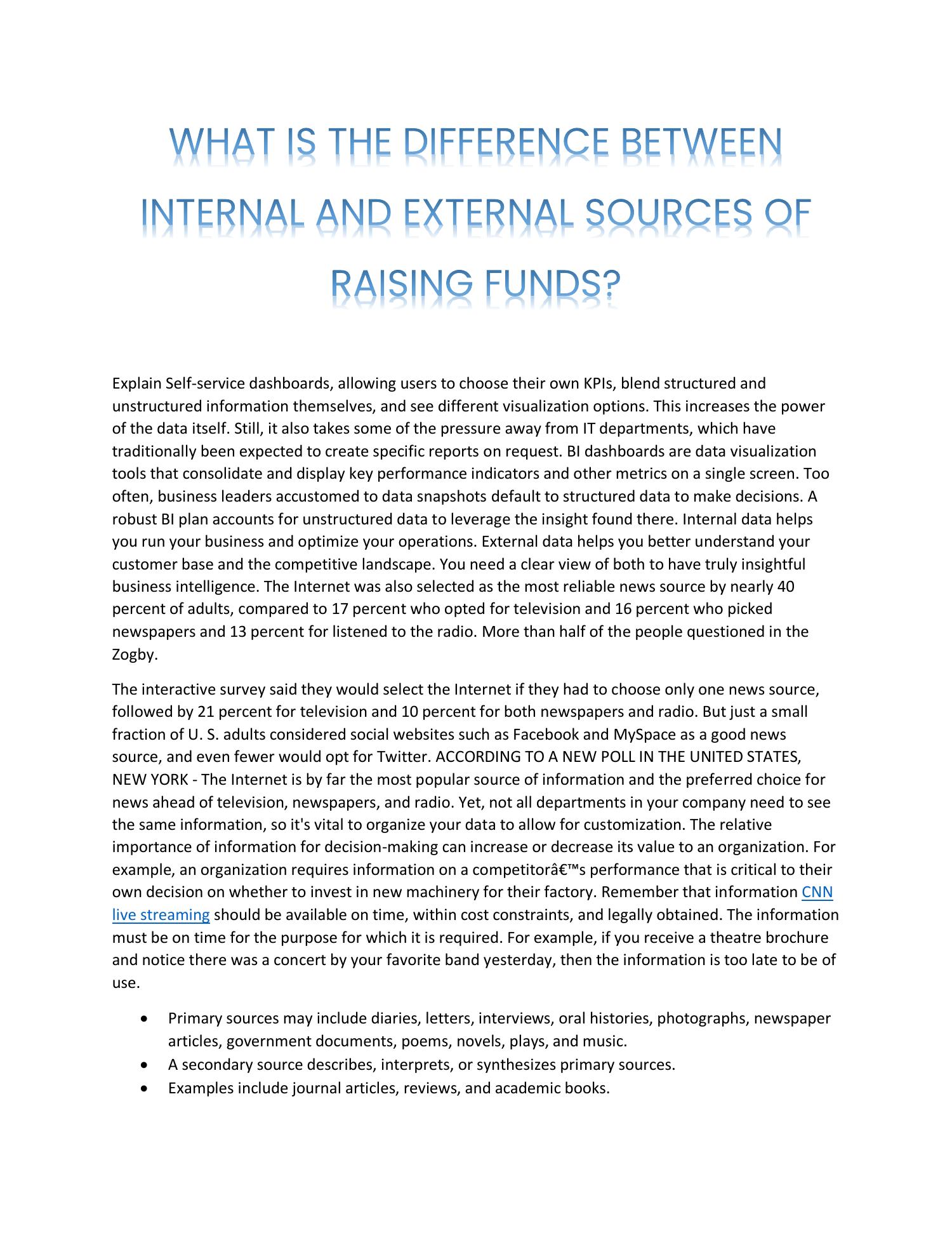 WHAT IS THE DIFFERENCE BETWEEN INTERNAL AND EXTERNAL SOURCES OF RAISING ...