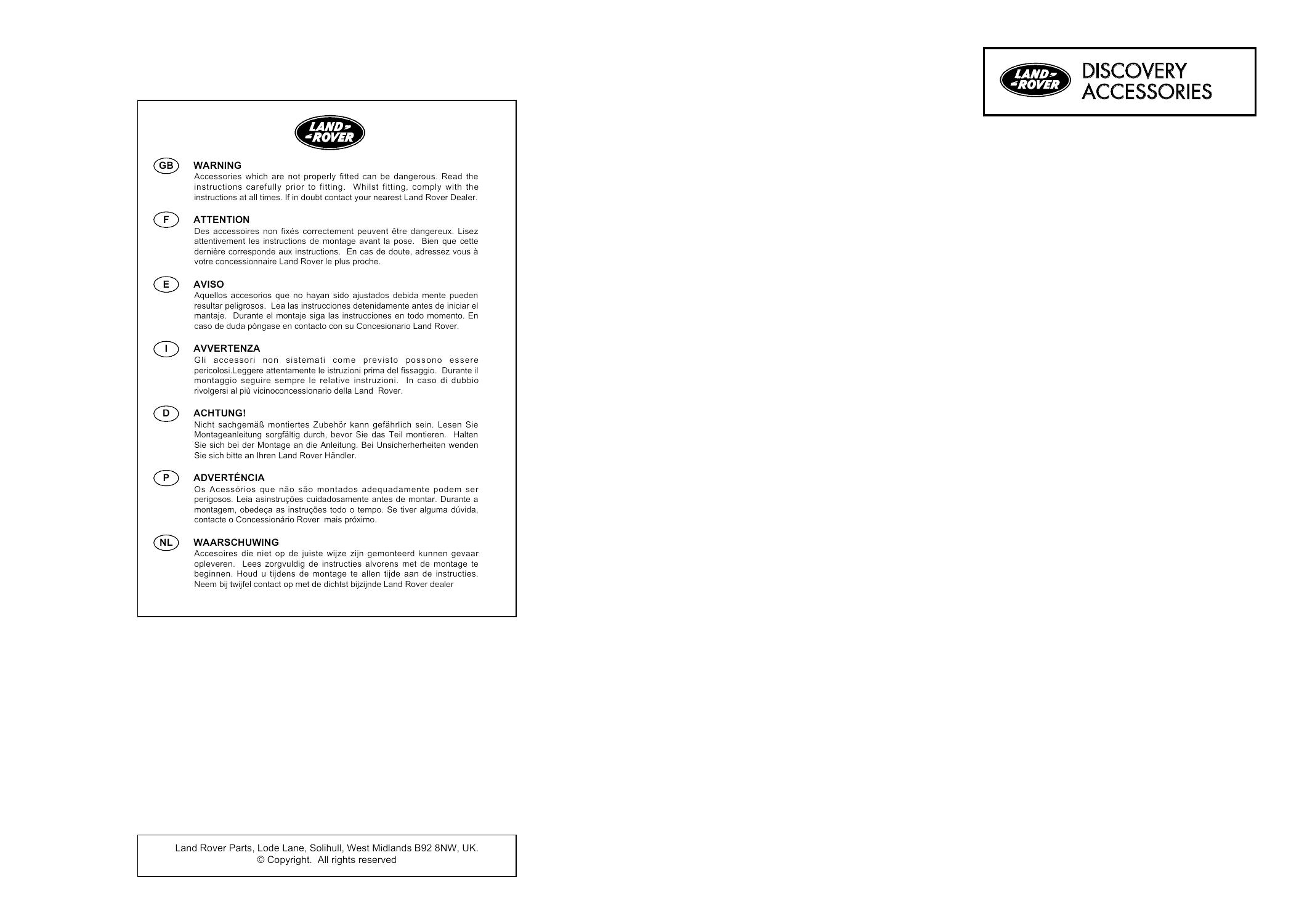 Discovery 1 MY95 - Accessory Fitting Instructions.pdf | DocDroid