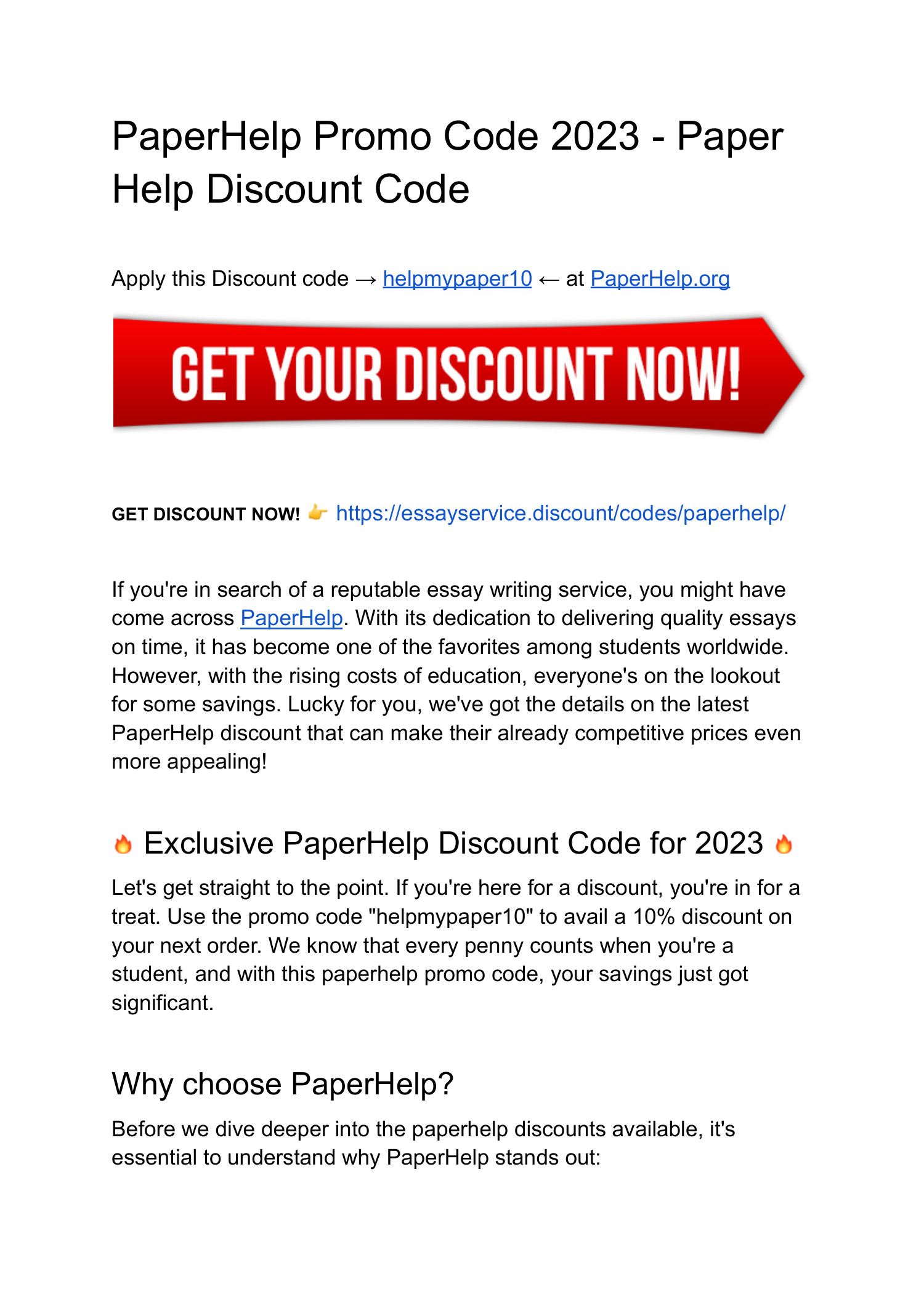 PaperHelp Promo Code 10% OFF 2023 - Paper Help Discount Code.pdf | DocDroid