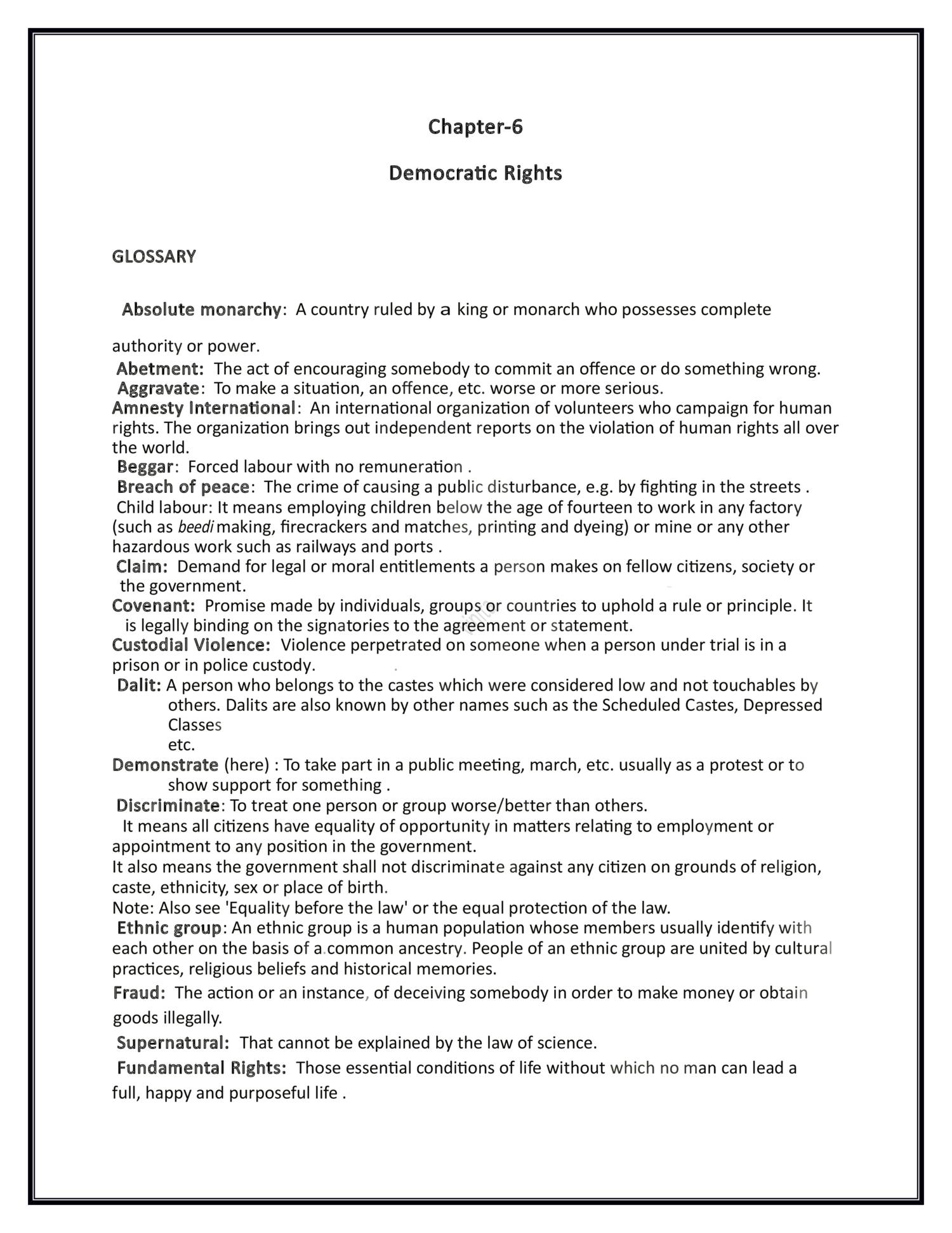 Democratic Rights Class 9