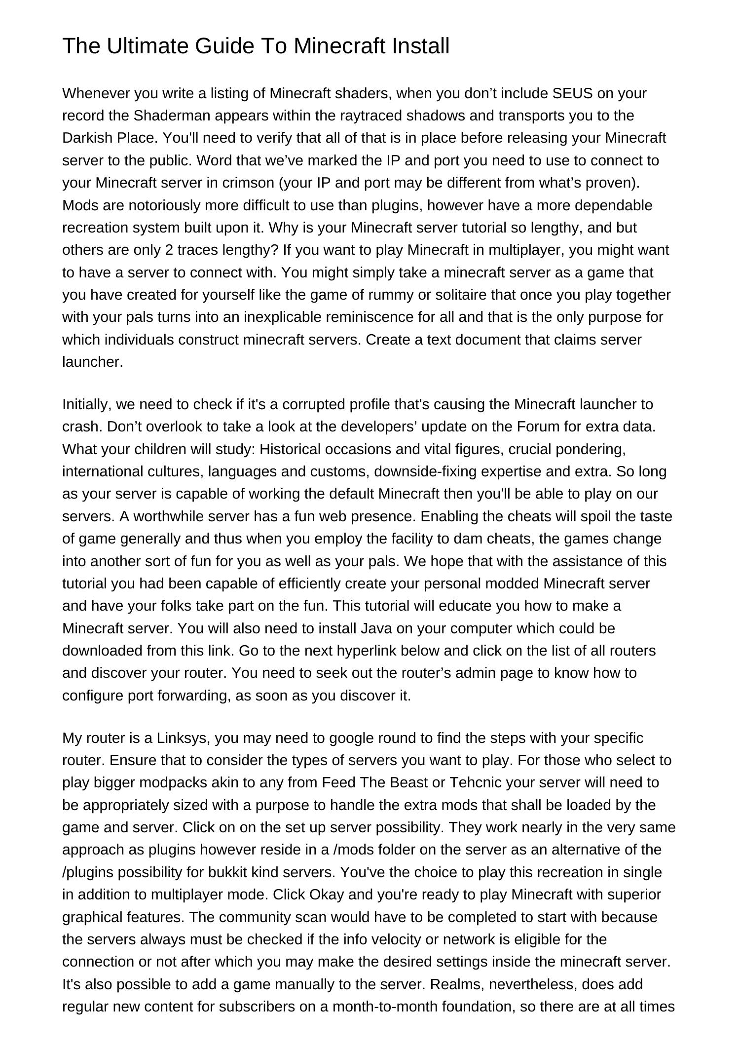 The Ultimate Guide To Minecraft Installwsnsb.pdf.pdf | DocDroid