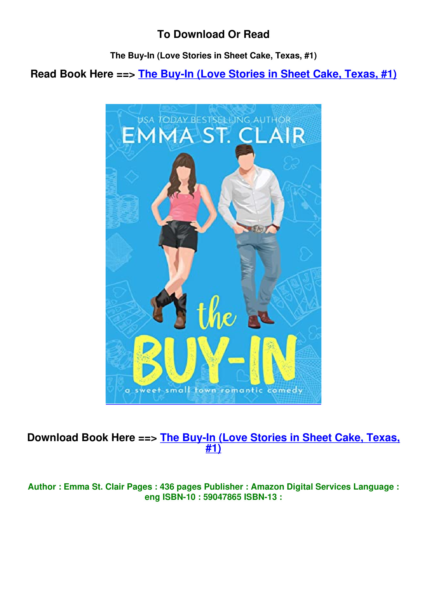 Download Pdf The Buy In Love Stories in Sheet Cake Texas 1 By Emma St .pdf | DocDroid