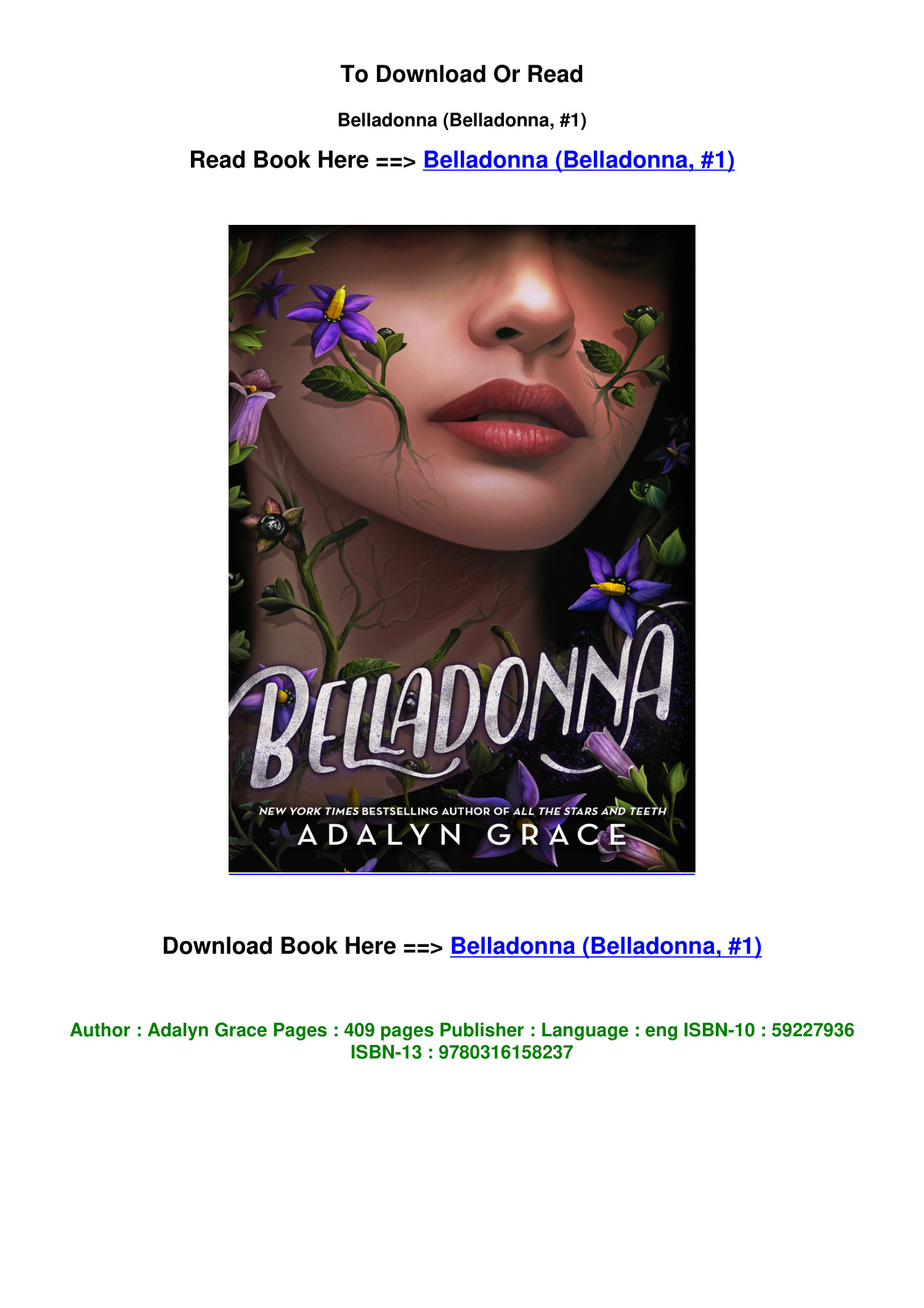 download epub Belladonna Belladonna 1 by Adalyn Grace.pdf | DocDroid