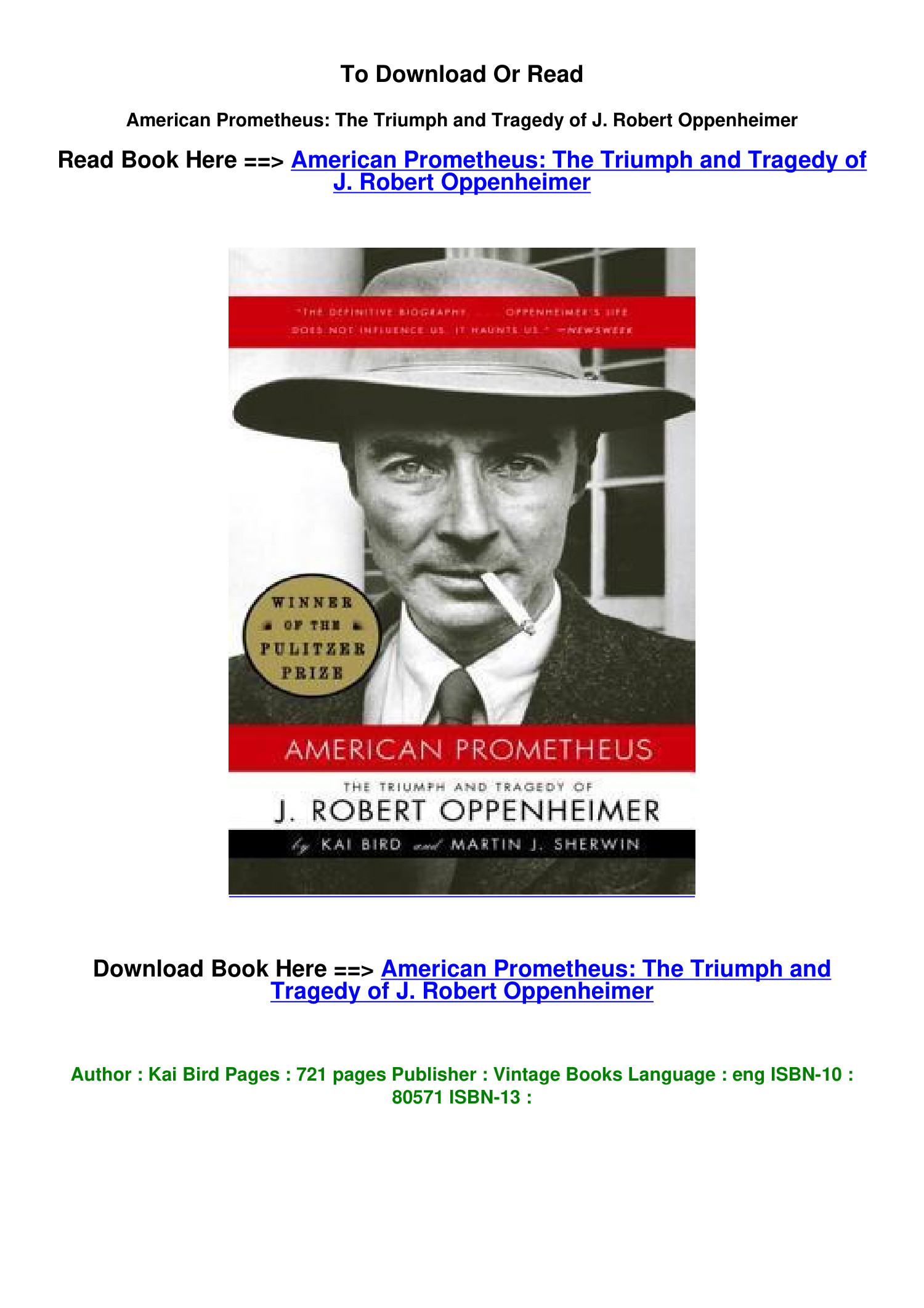 Download pdf American Prometheus The Triumph and Tragedy of J Robert .pdf | DocDroid