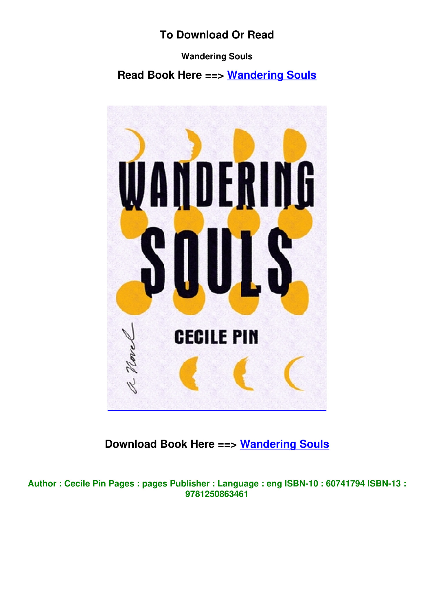 DOWNLOAD Pdf Wandering Souls BY Cecile Pin.pdf | DocDroid