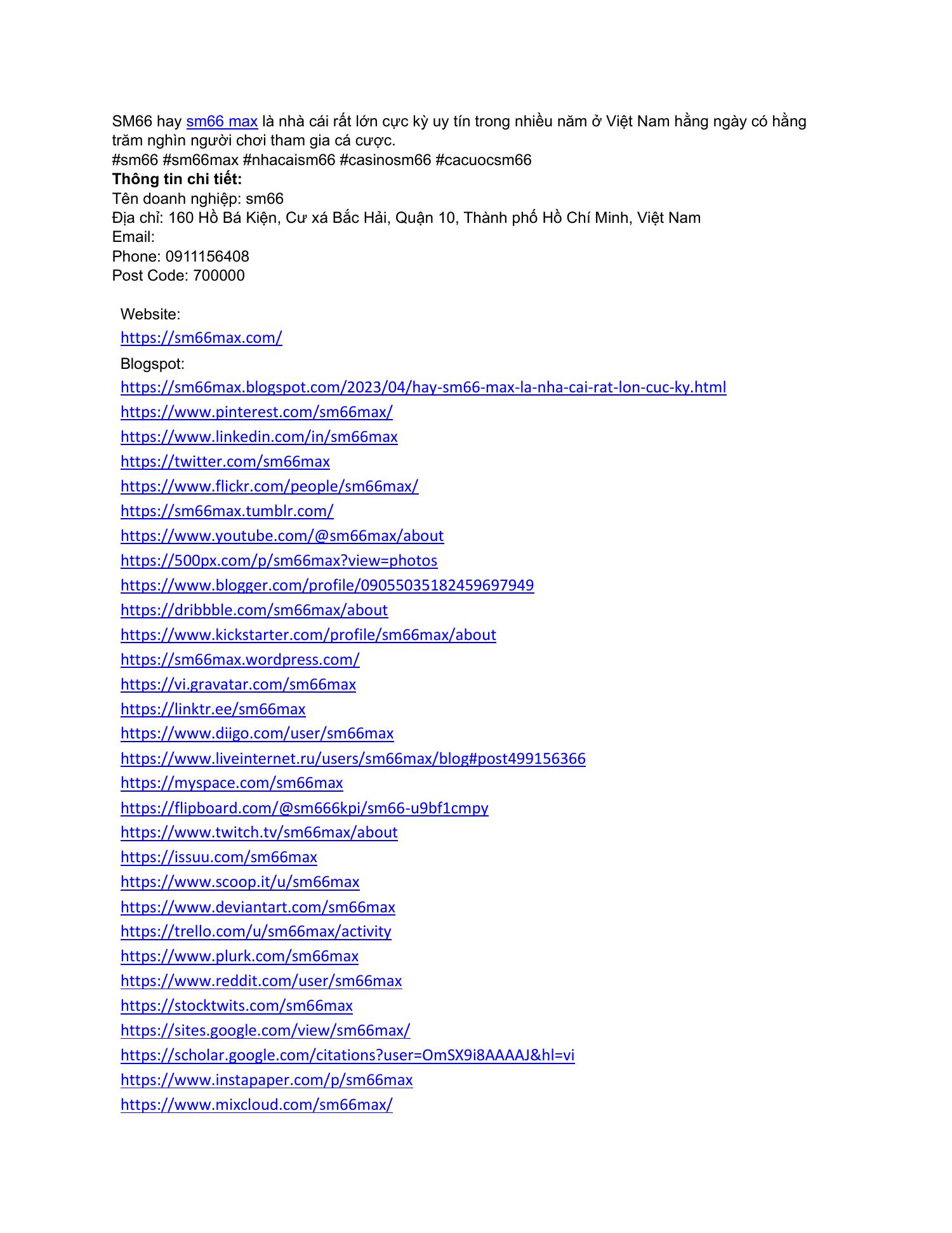 SM66 hay sm66 max là nhà cái rất lớn cực kỳ uy tín trong nhiều năm ở Việt Nam hằng ngày có hằng ...