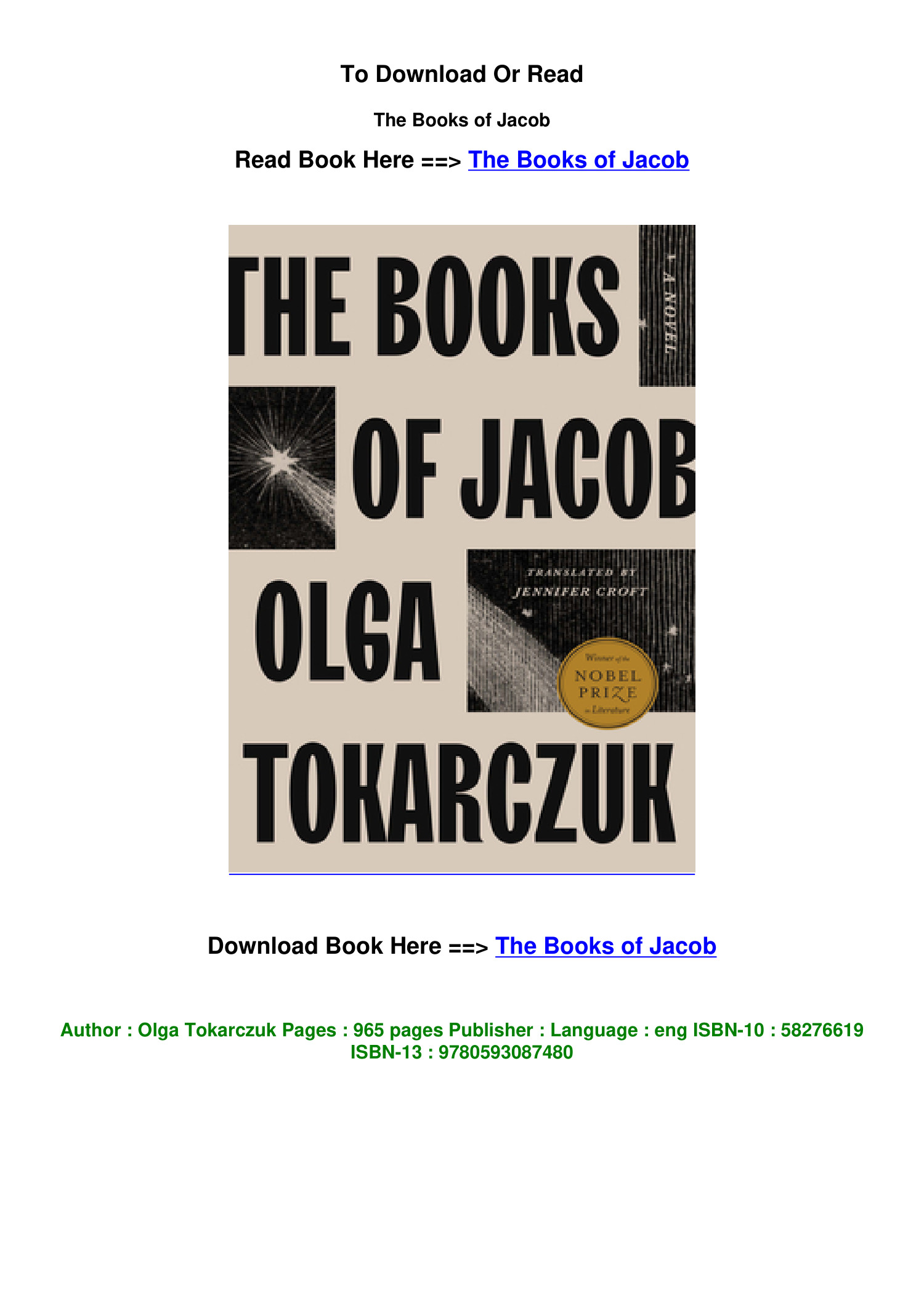 DOWNLOAD EPUB The Books of Jacob BY Olga Tokarczuk.pdf | DocDroid