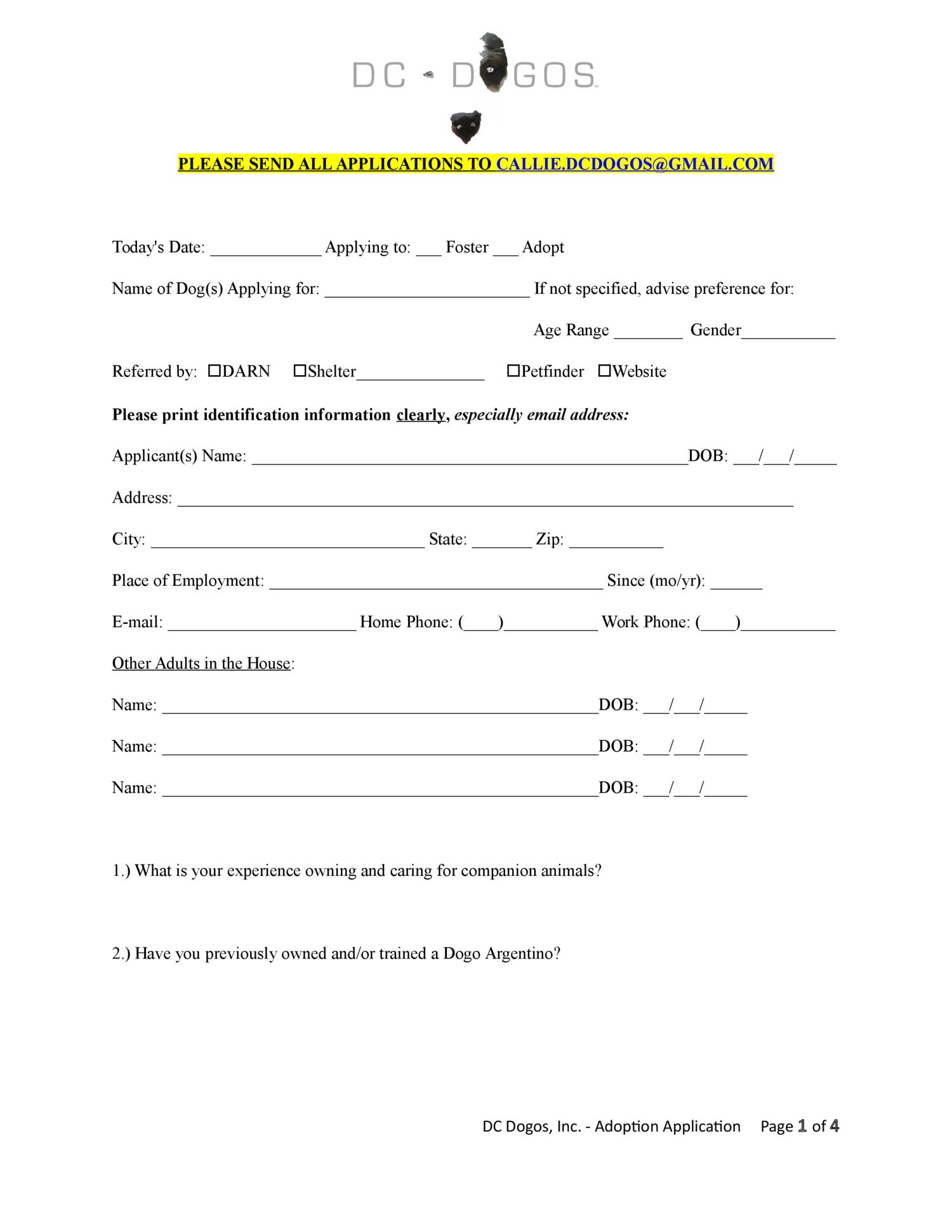 DC Dogos Foster & Adoption Application.doc | DocDroid