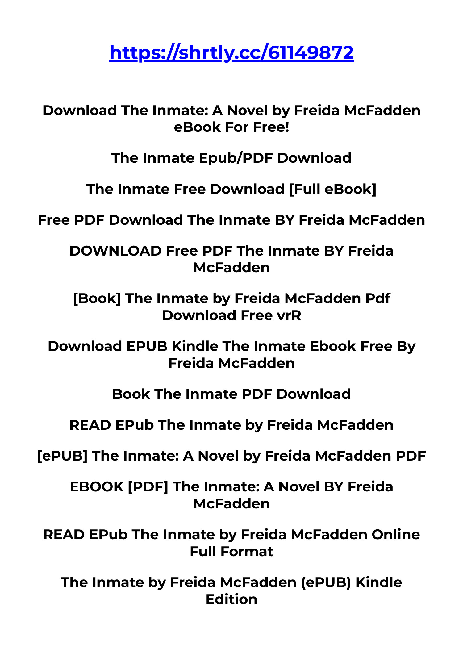 Download PDF The Inmate Ebook Free By Freida McFadden.pdf | DocDroid