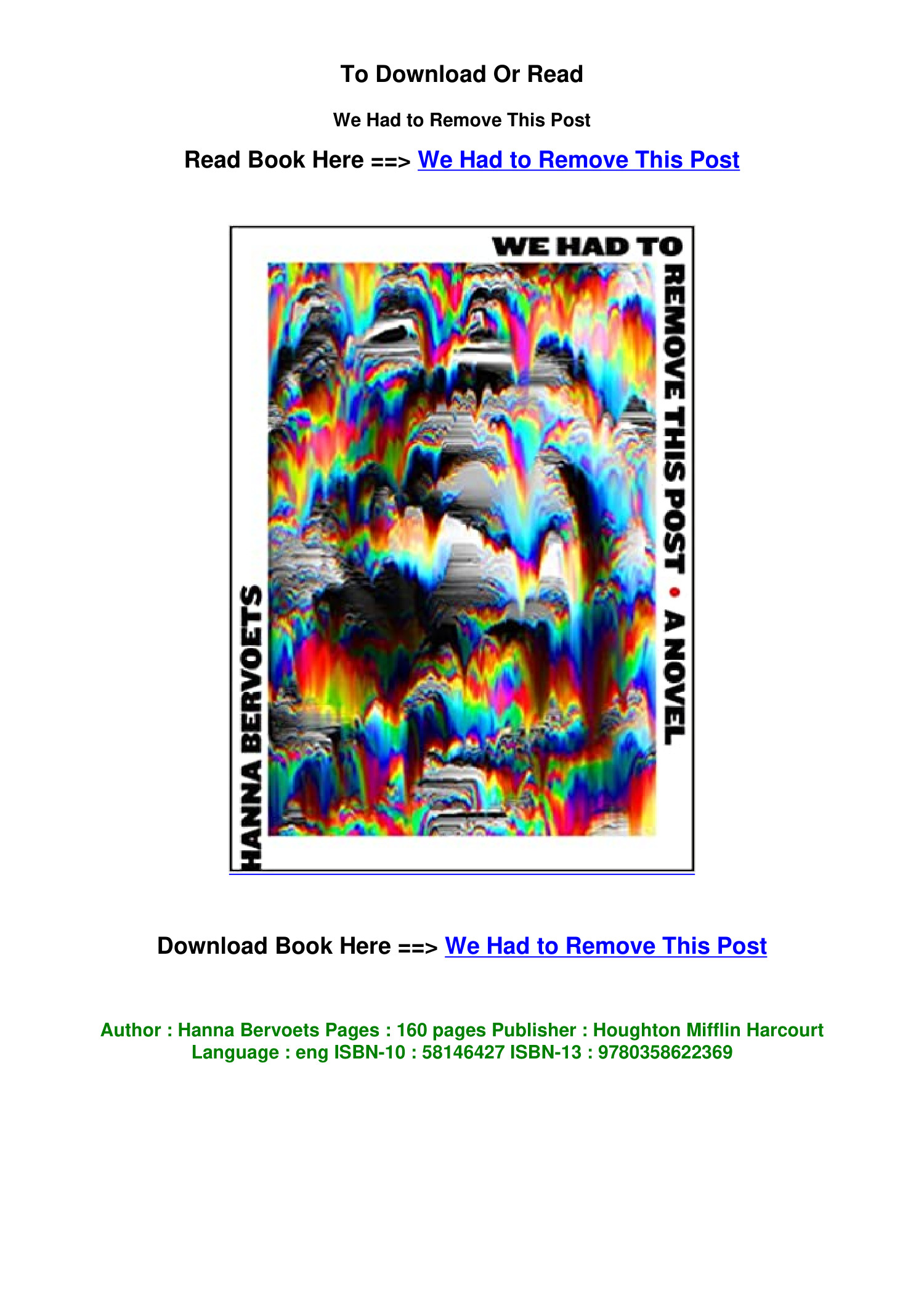 DOWNLOAD EPUB We Had to Remove This Post BY Hanna Bervoets.pdf | DocDroid
