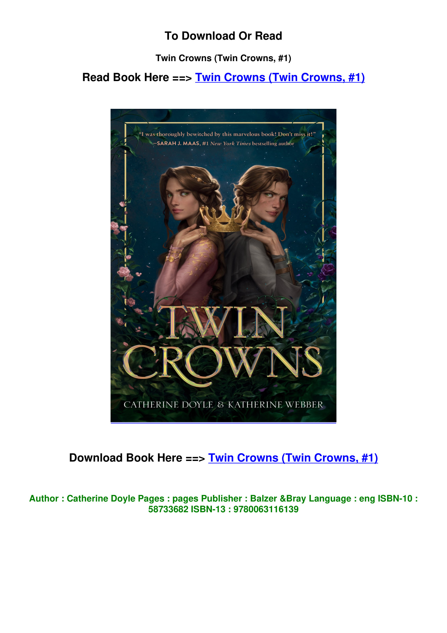 epub download Twin Crowns Twin Crowns 1 BY Catherine Doyle.pdf | DocDroid